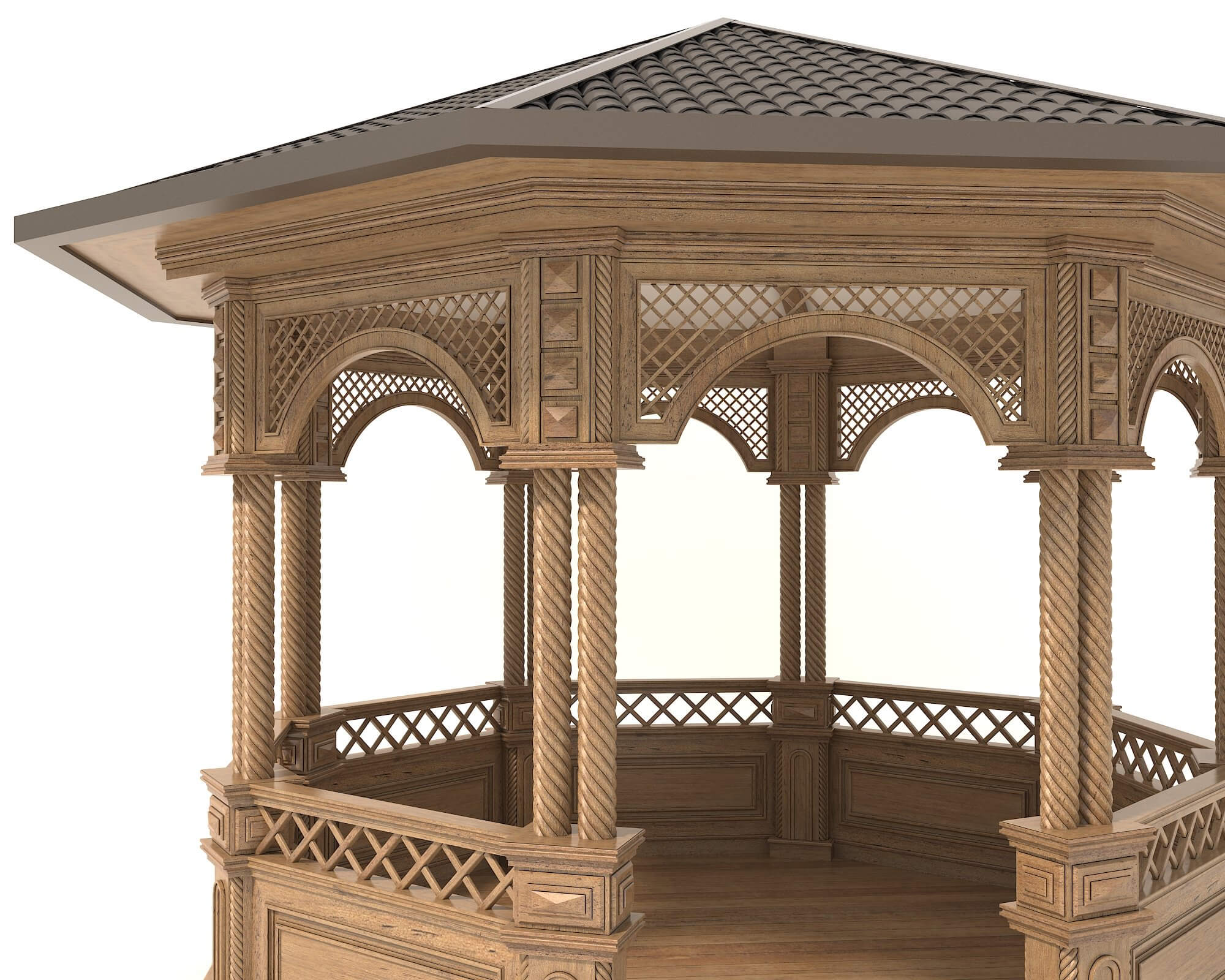 Classic Wooden Gazebo - 3D Model by nhattuankts