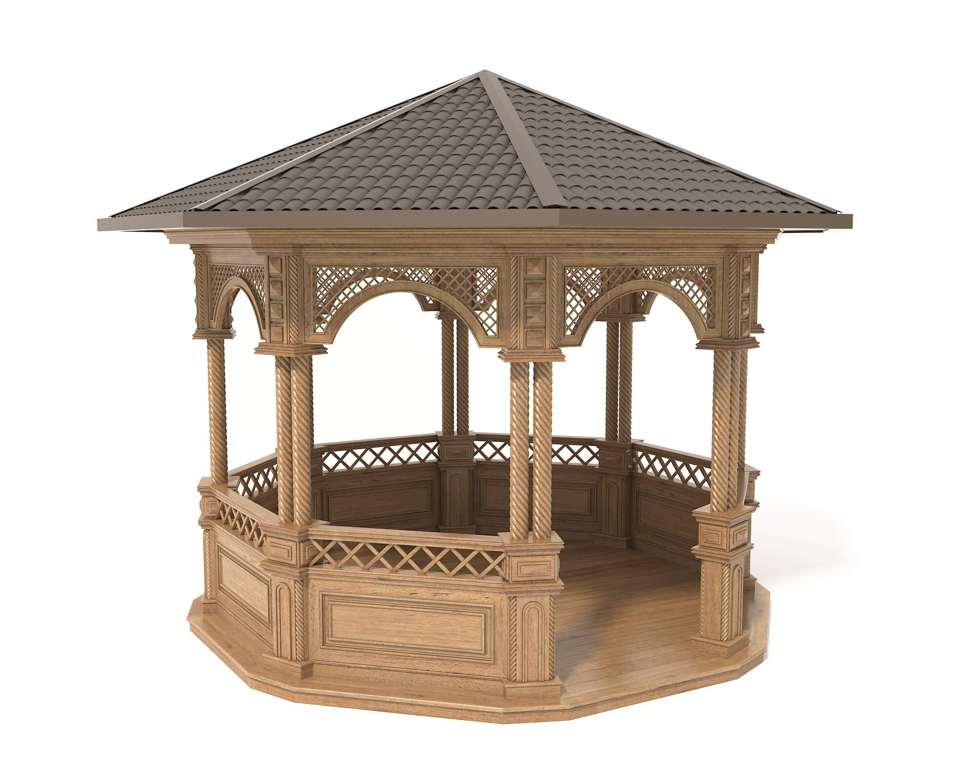 Classic Wooden Gazebo - 3D Model by nhattuankts