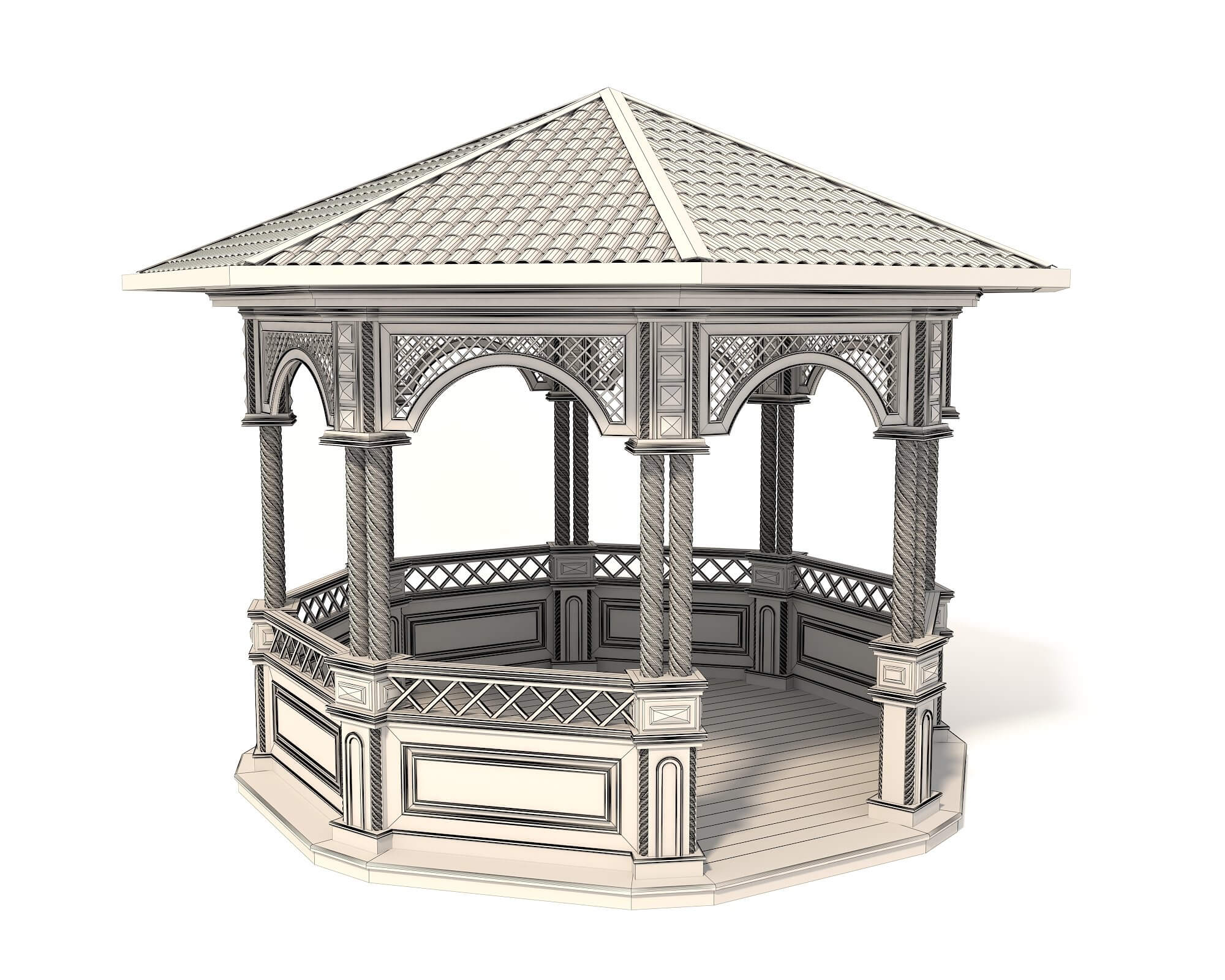 Classic Wooden Gazebo - 3D Model by nhattuankts
