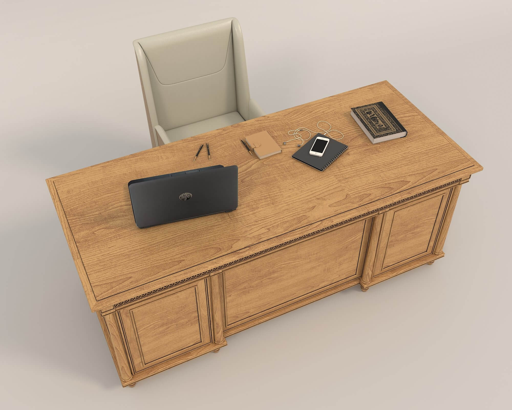 Classic Working Table and Chair 4 - 3D Model by nhattuankts