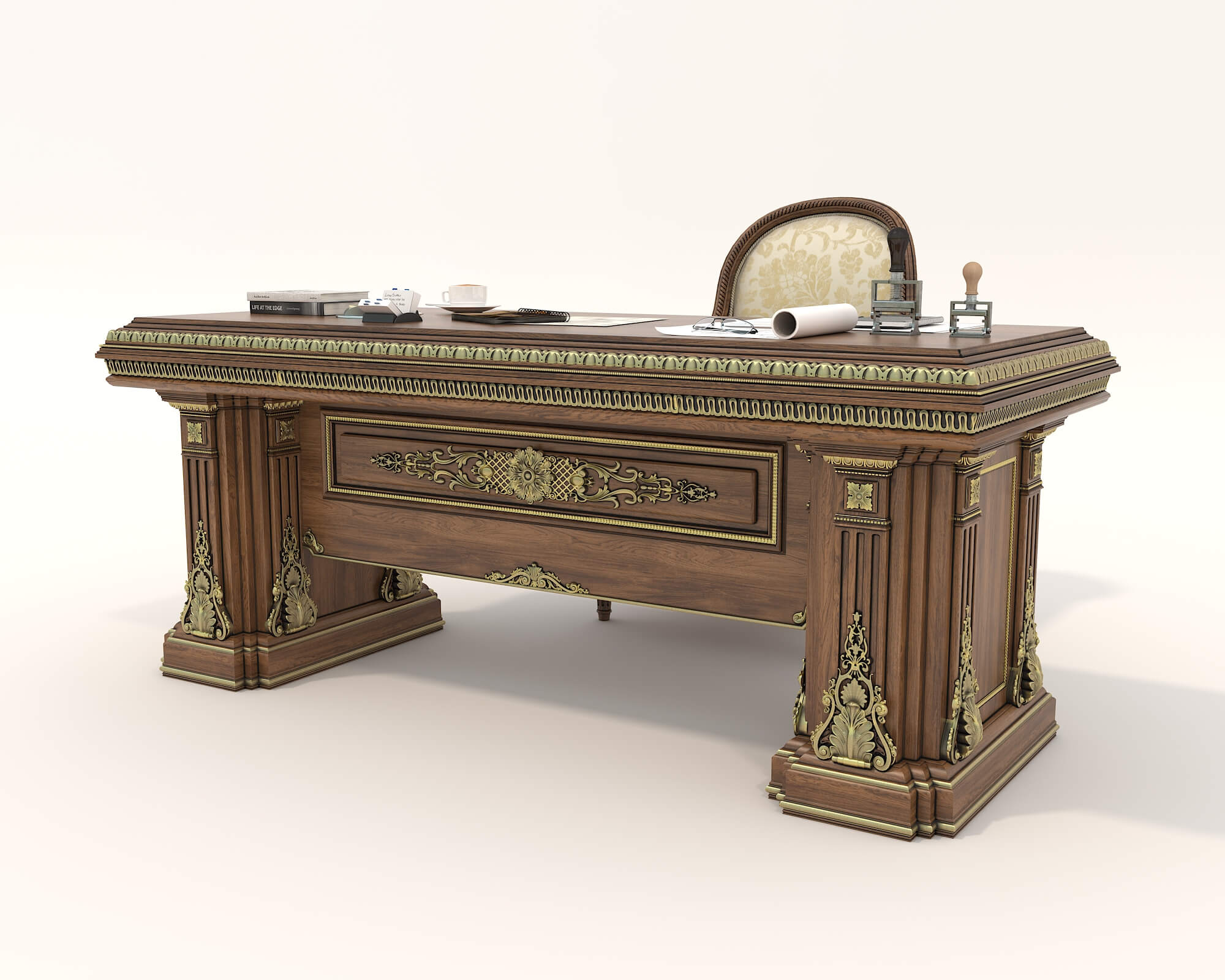 Classic Working Table and Chair 5 - 3D Model by nhattuankts