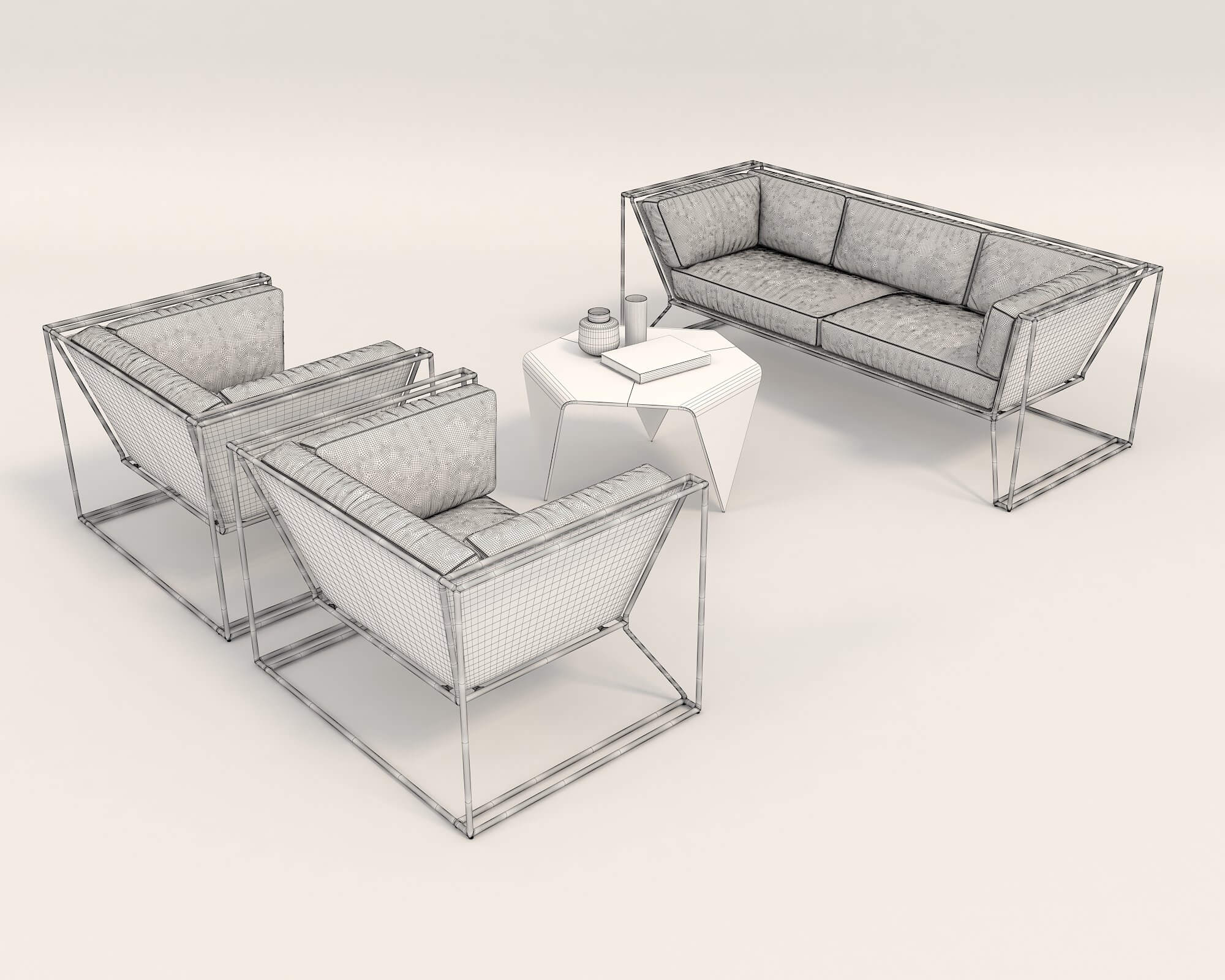 Contemporary Design Sofa Set - 3D Model by nhattuankts