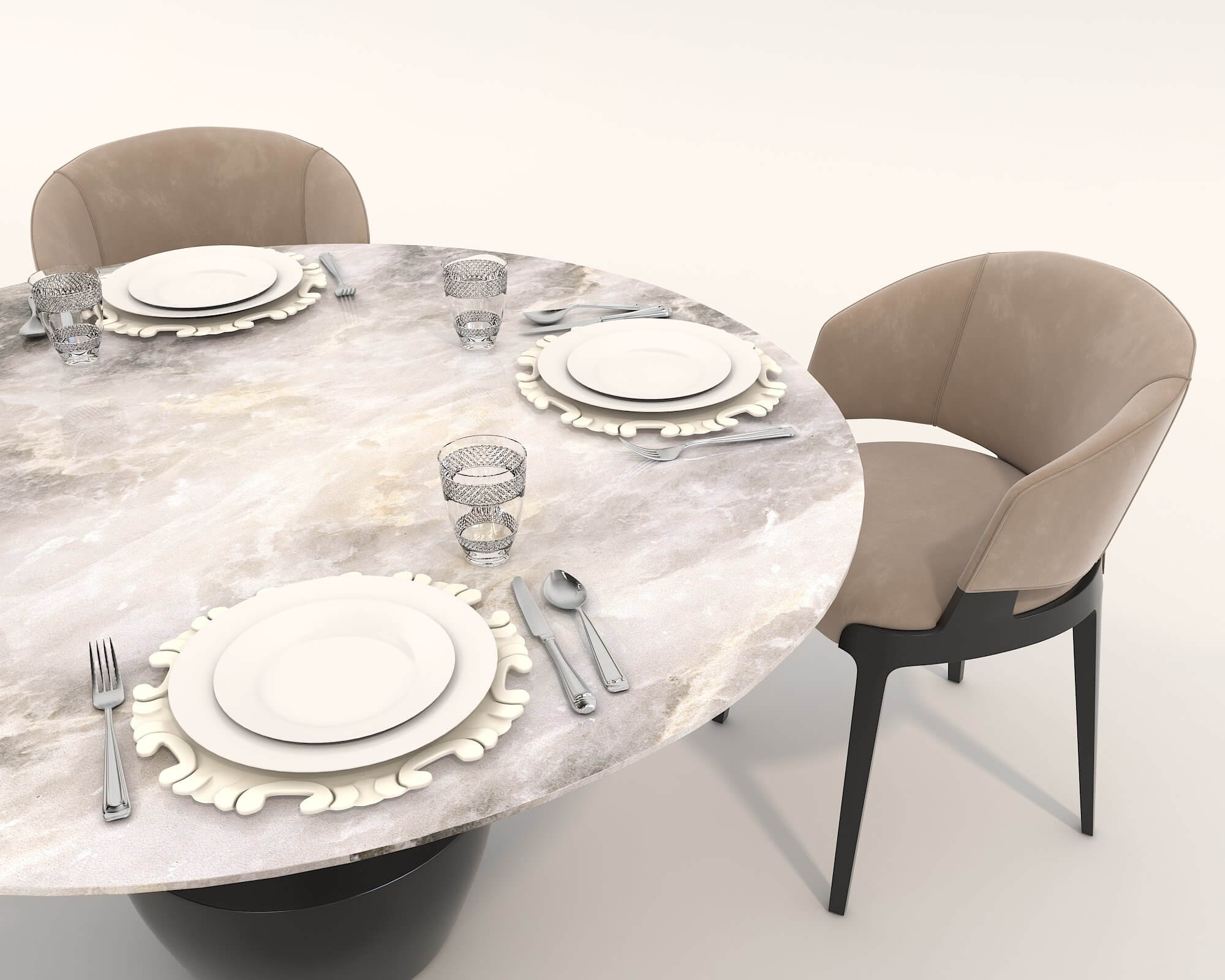 Contemporary Design Table and Chair Set 17 - 3D Model by nhattuankts