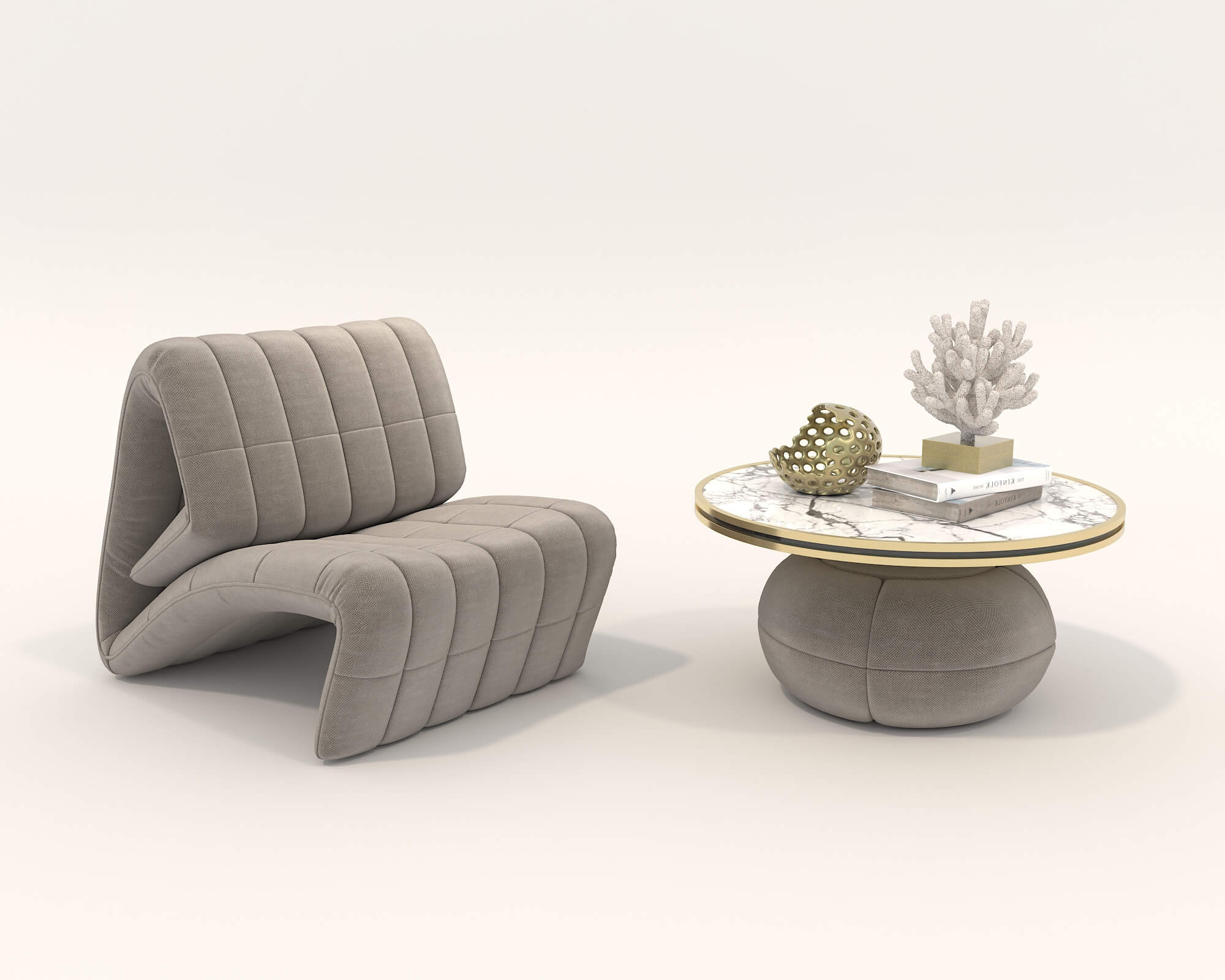 Contemporary Style Coffee Table and Armchair 21 - 3D Model by nhattuankts
