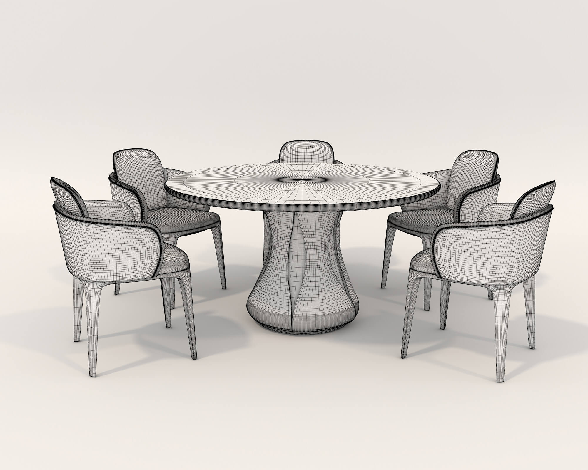 Contemporary Style Dining Table and Chairs 2 - 3D Model by nhattuankts
