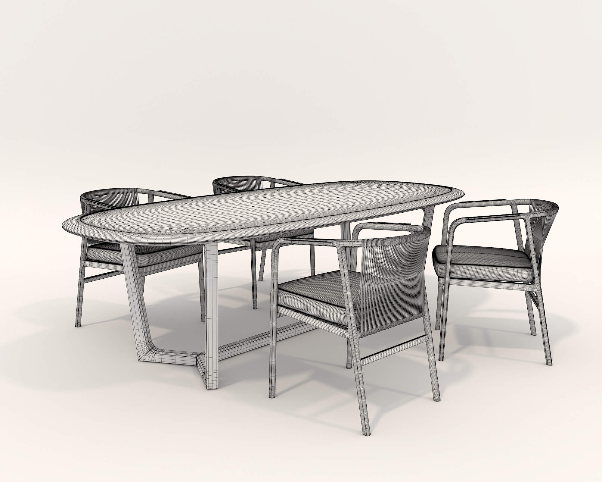 Dining Table and Chairs 4 - 3D Model by nhattuankts