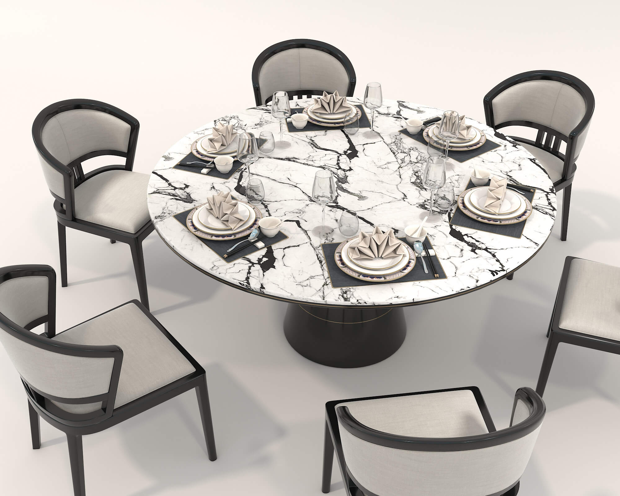 Dining Table and Chairs 5 - 3D Model by nhattuankts