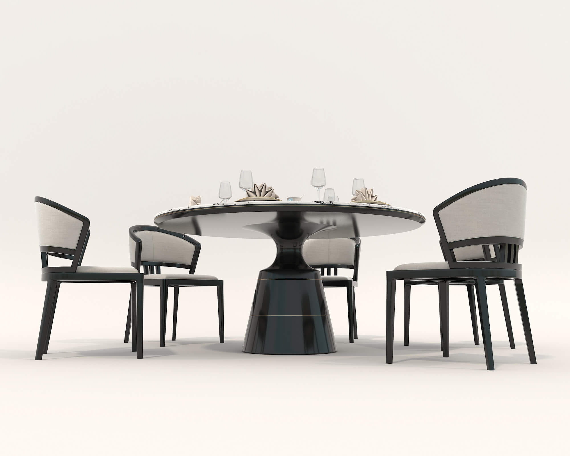 Dining Table and Chairs 5 - 3D Model by nhattuankts