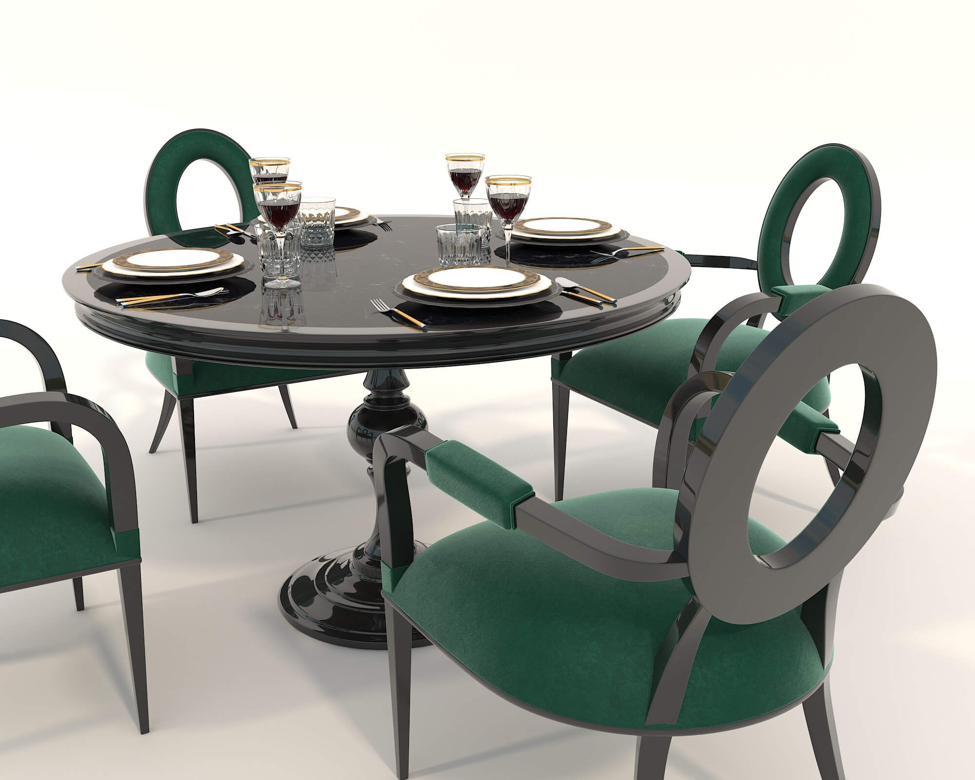 Dining Table and Chairs 6 - 3D Model by nhattuankts