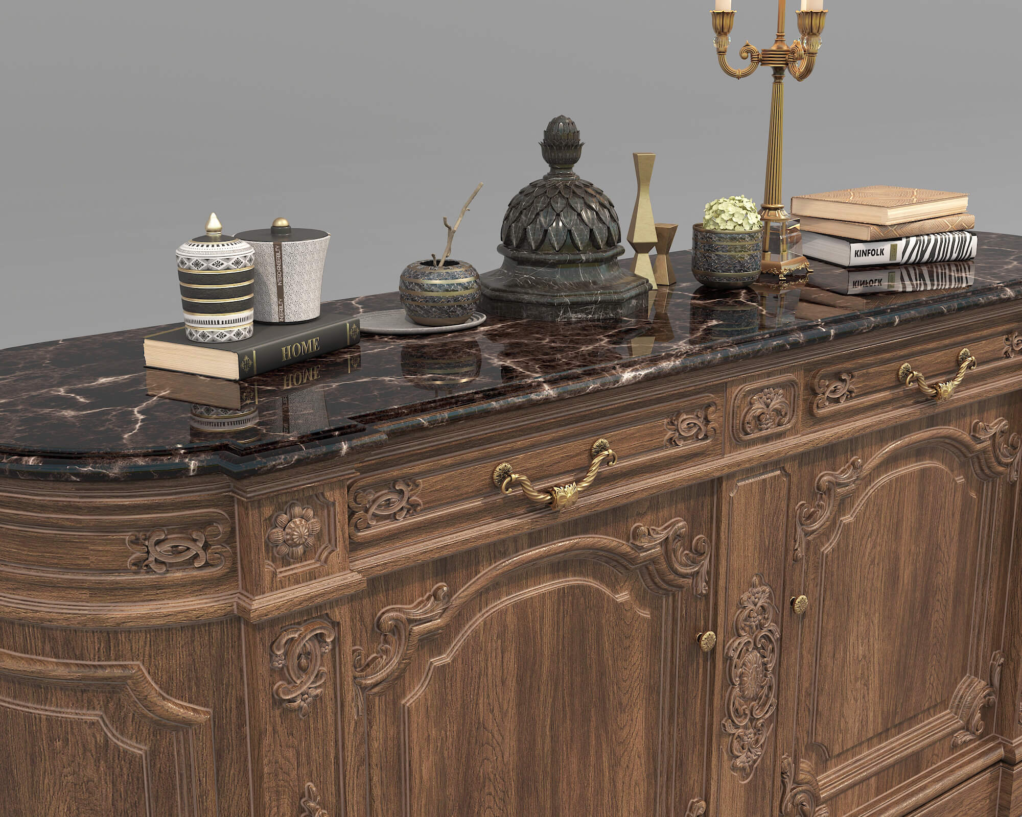 European Classic Style Cabinet and Decoration 6 - 3D Model by nhattuankts