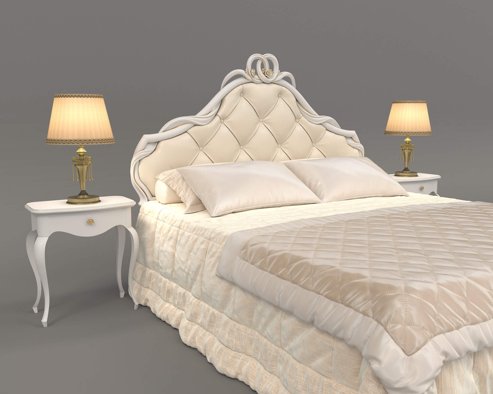 European Style Bed Set 14 - 3D Model by nhattuankts