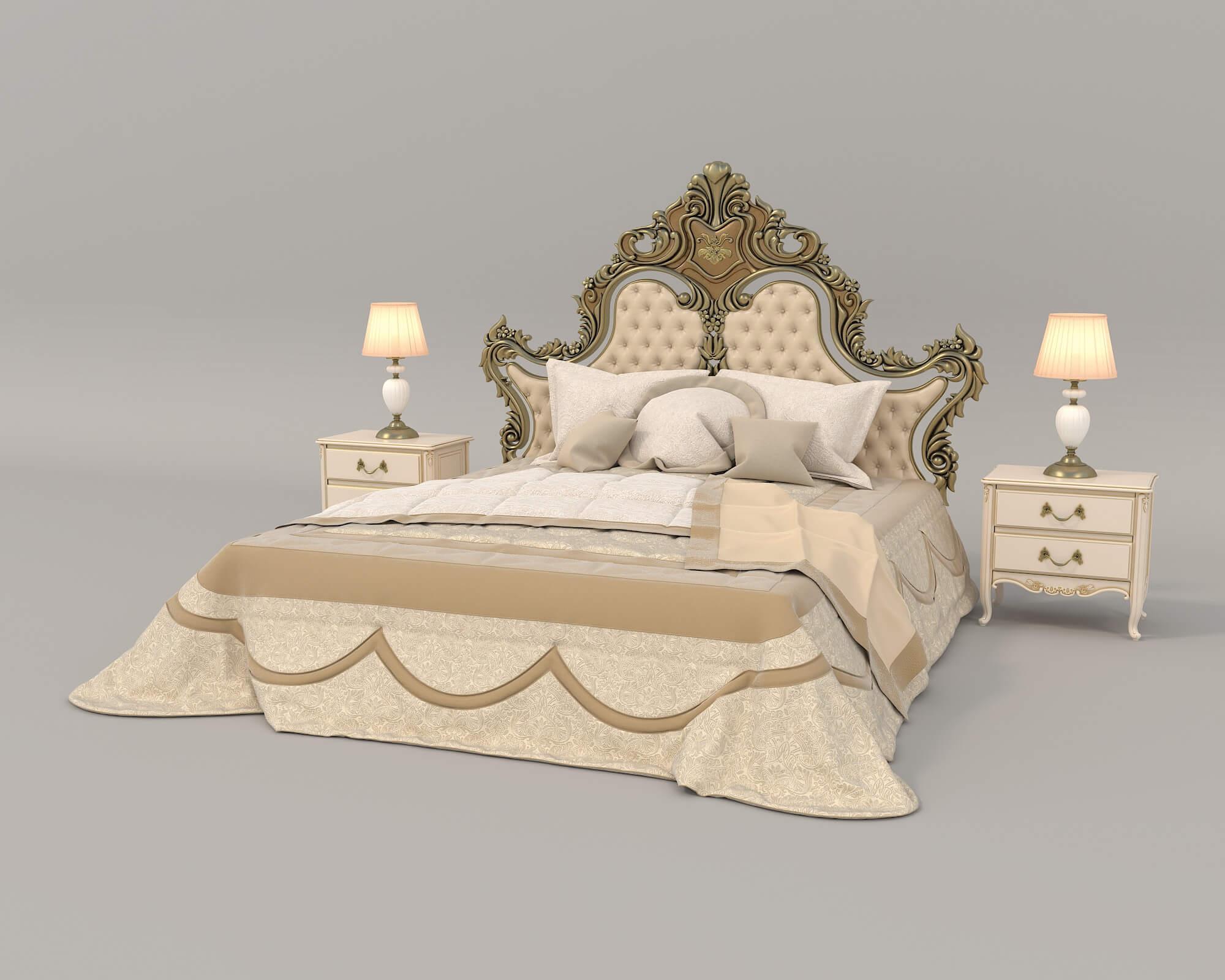 European Style Bed Set 18 - 3D Model by nhattuankts