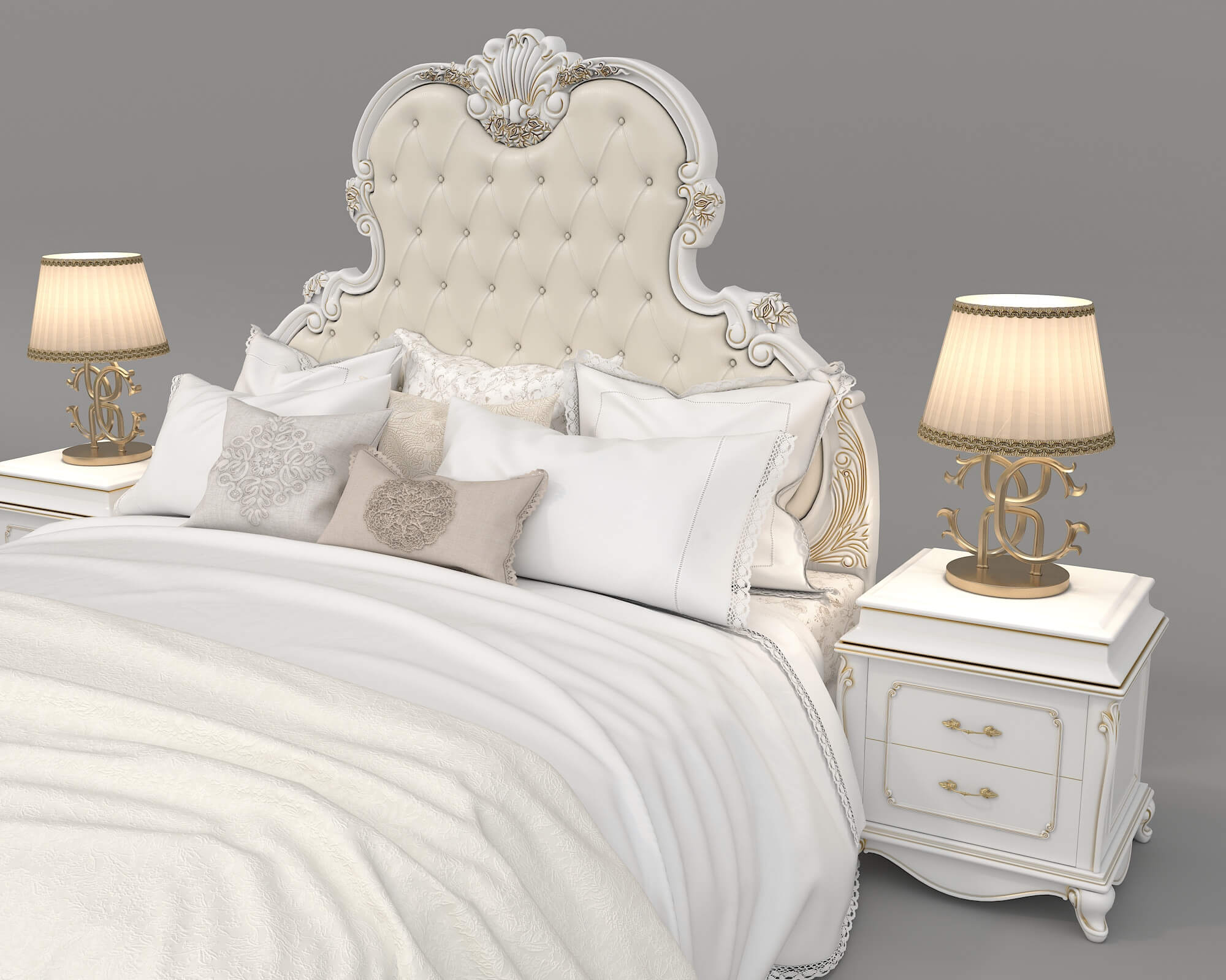 European Style Bed Set 19 - 3D Model by nhattuankts