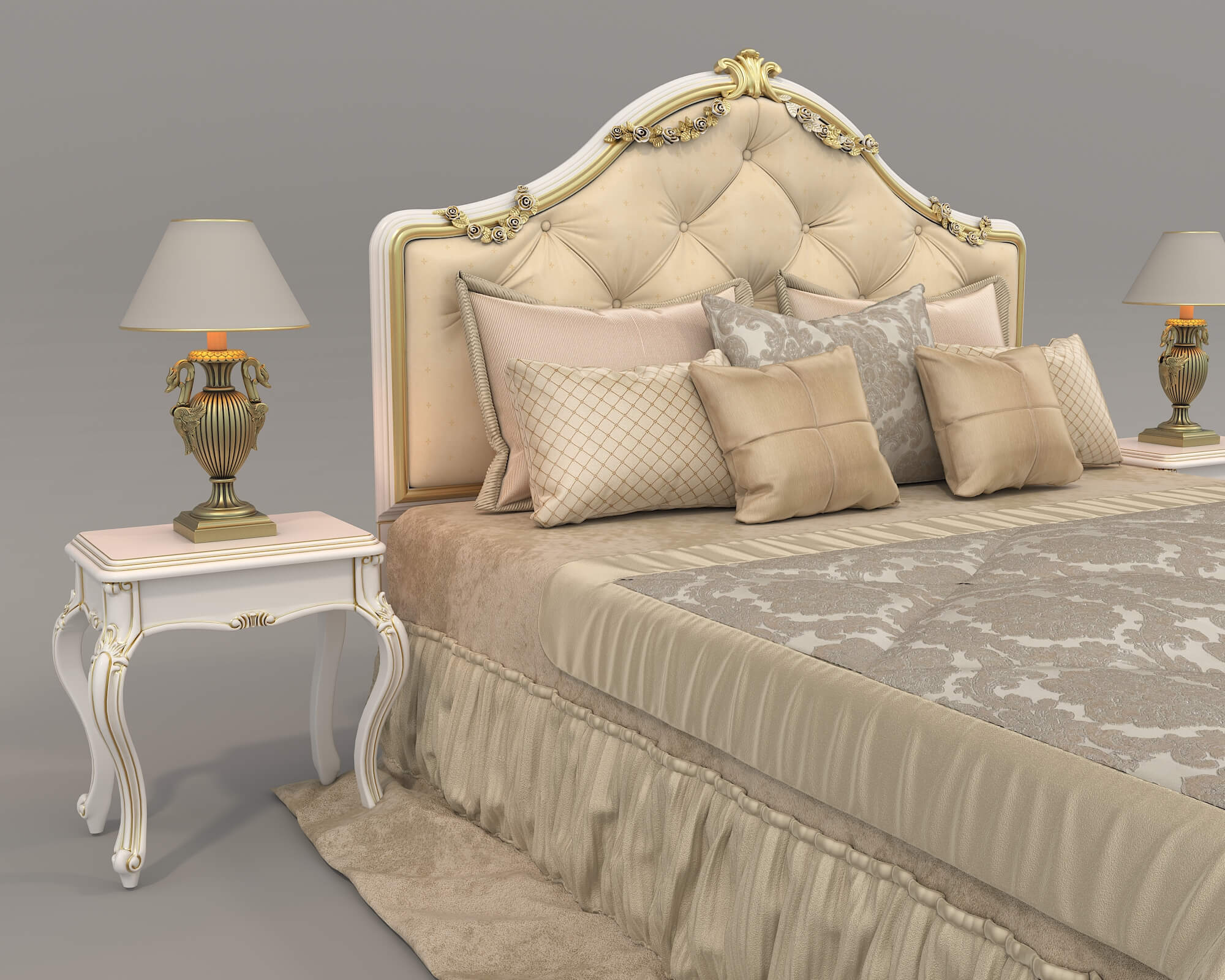 European Style Bed Set 22 - 3D Model by nhattuankts