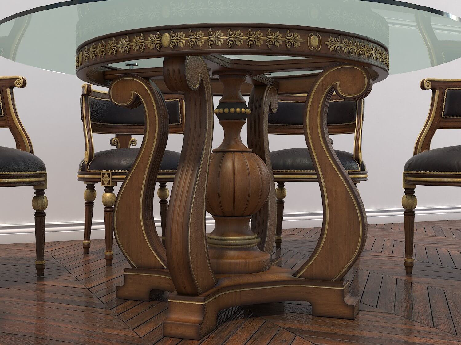 European Style Carving Dinning Table 2 - 3D Model by nhattuankts