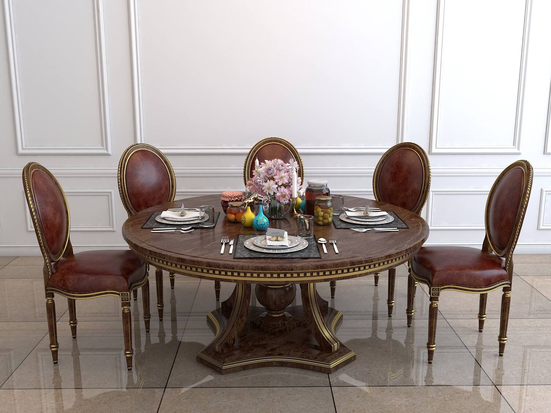 European Style Carving Dinning Table - 3D Model by nhattuankts