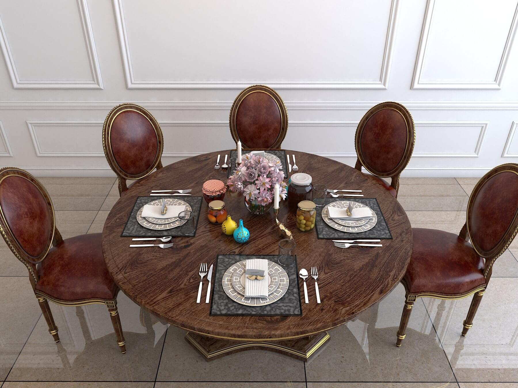 European Style Carving Dinning Table - 3D Model by nhattuankts