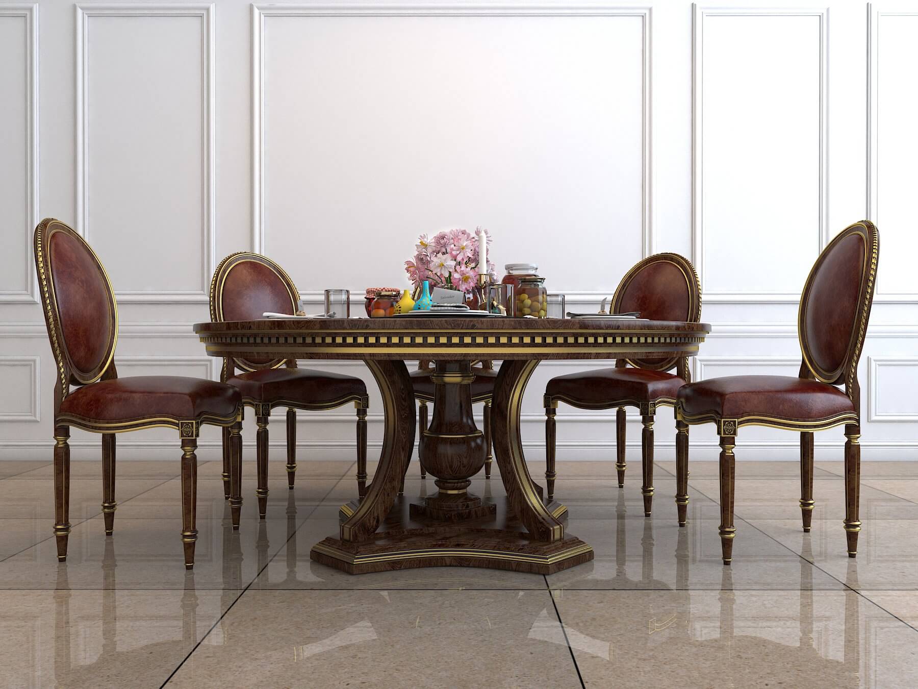 European Style Carving Dinning Table - 3D Model by nhattuankts