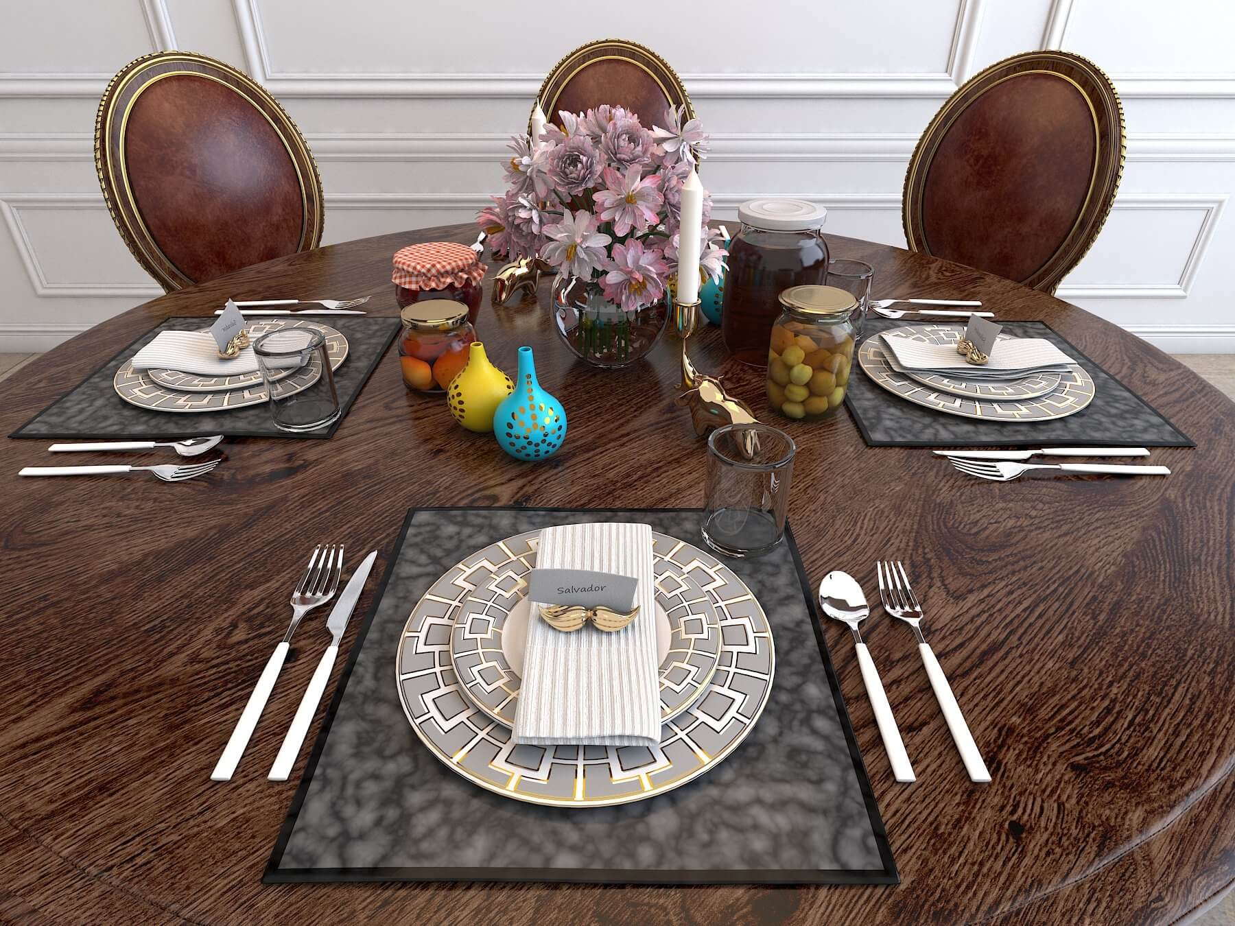 European Style Carving Dinning Table - 3D Model by nhattuankts