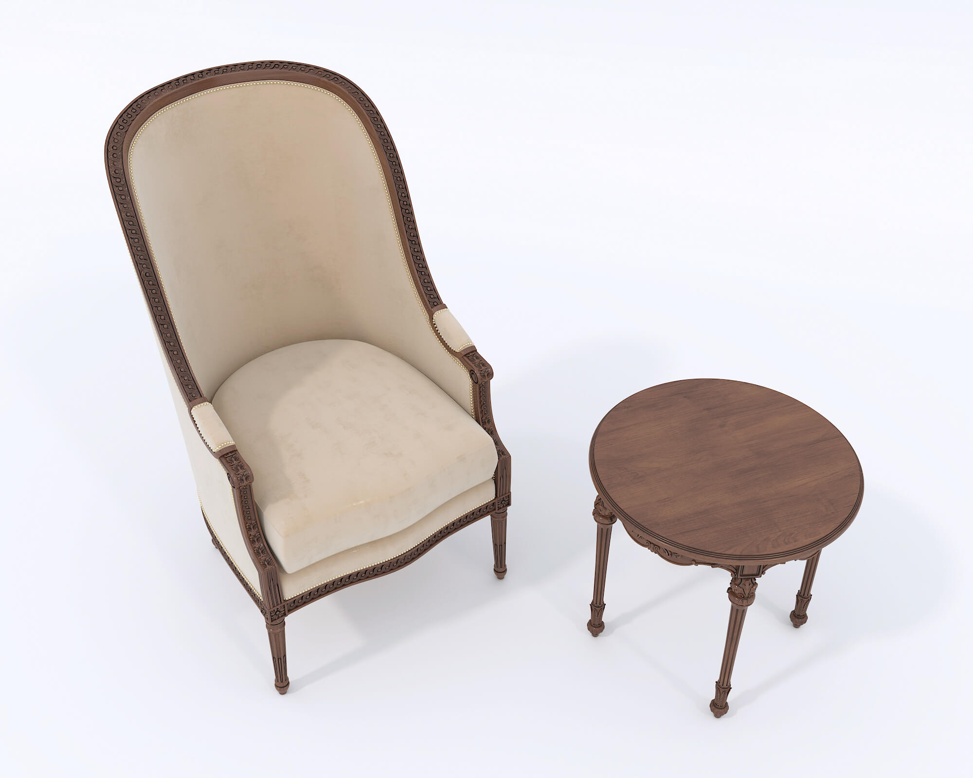 European Style Coffee Table and Armchairs 3 - 3D Model by nhattuankts