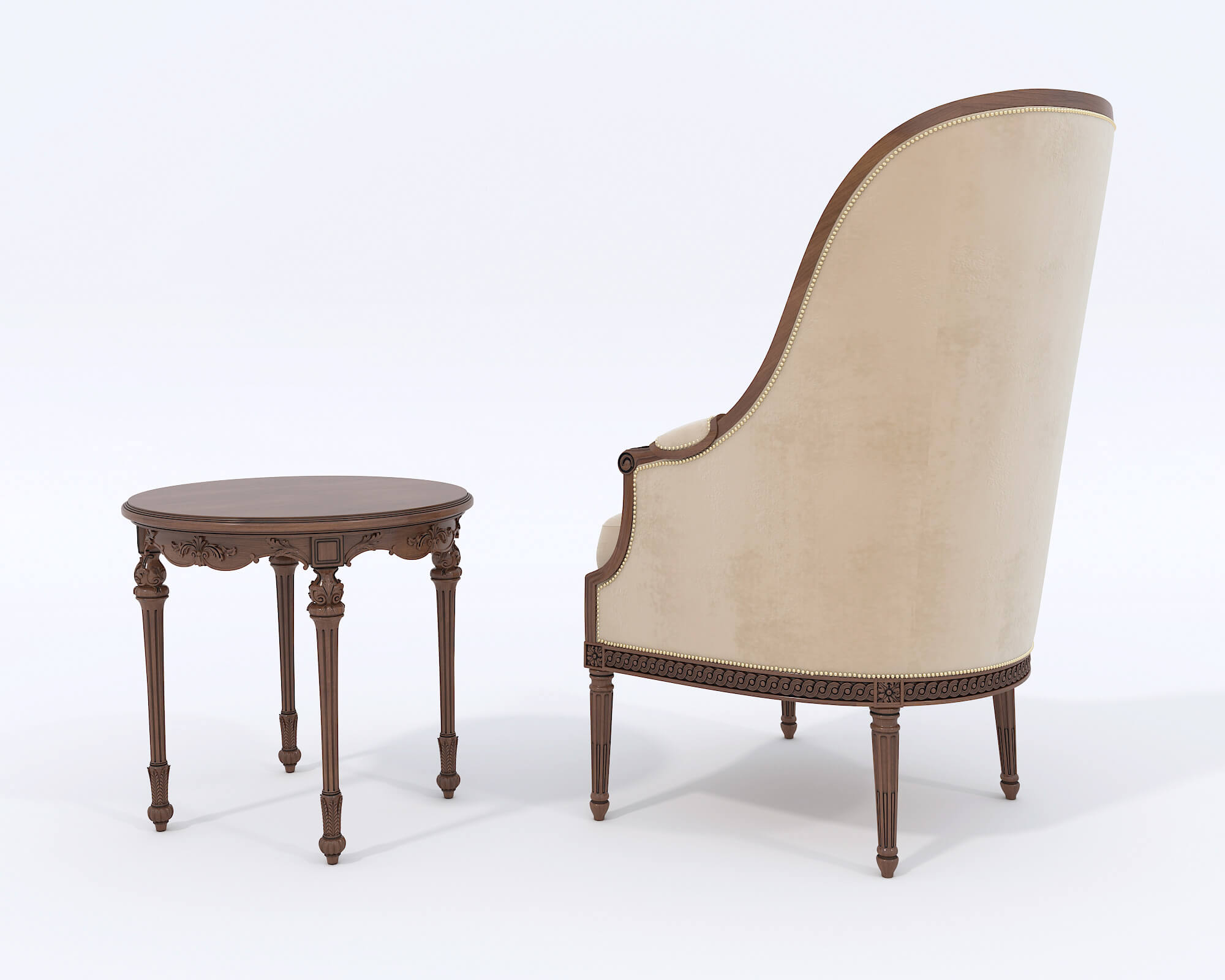 European Style Coffee Table and Armchairs 3 - 3D Model by nhattuankts