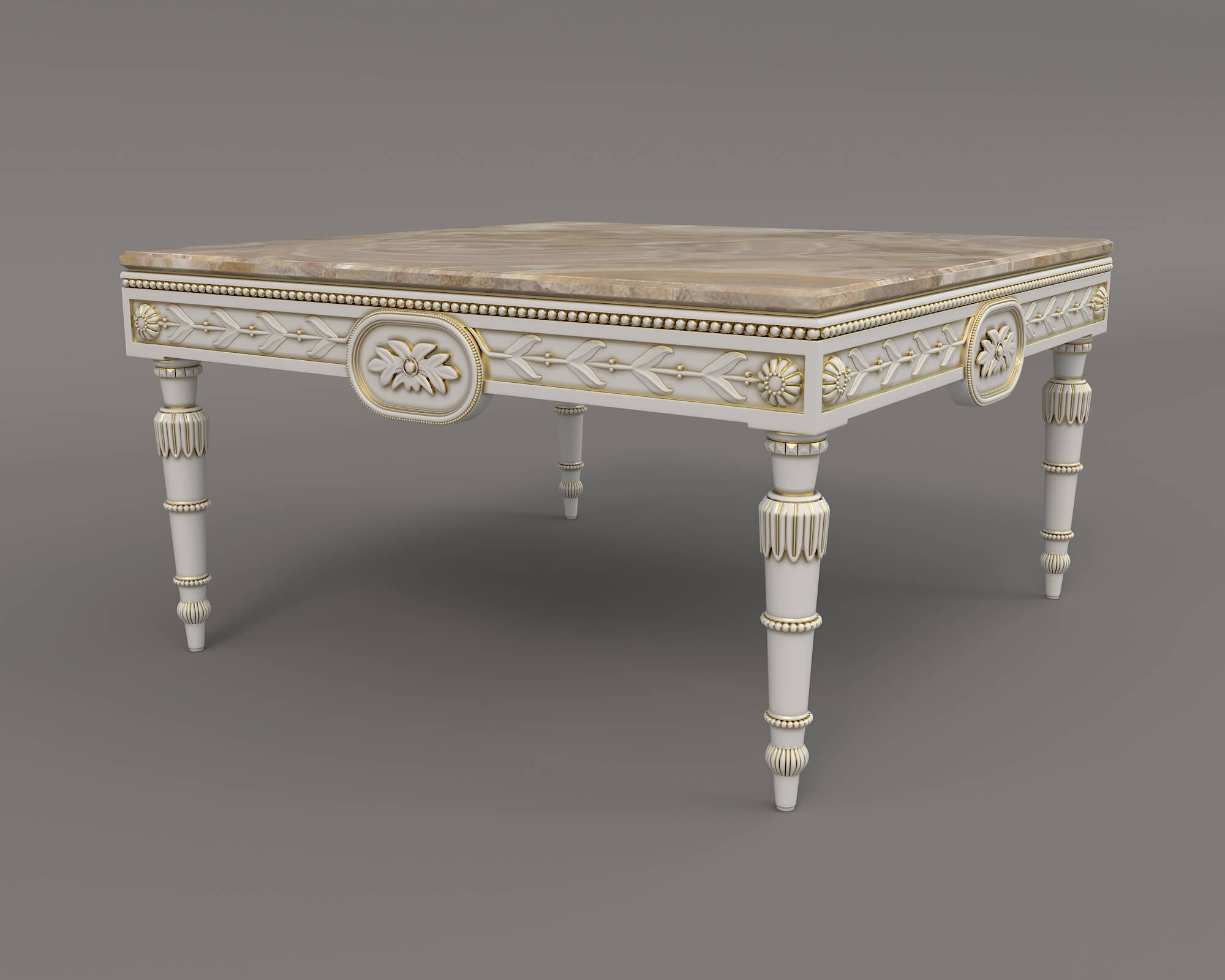 European Style Coffee Table and Armchairs 4 - 3D Model by nhattuankts