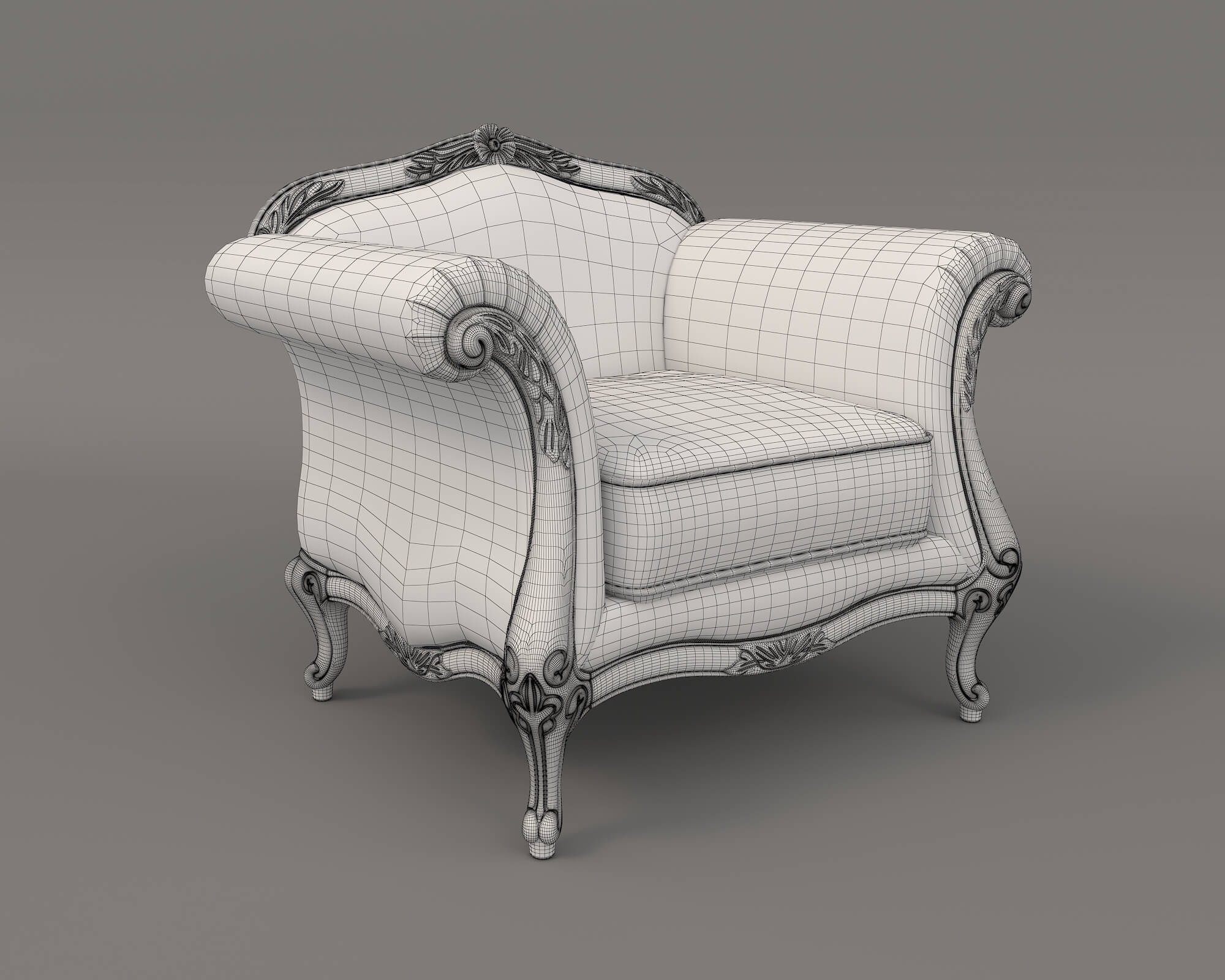 European Style Coffee Table and Armchairs 4 - 3D Model by nhattuankts