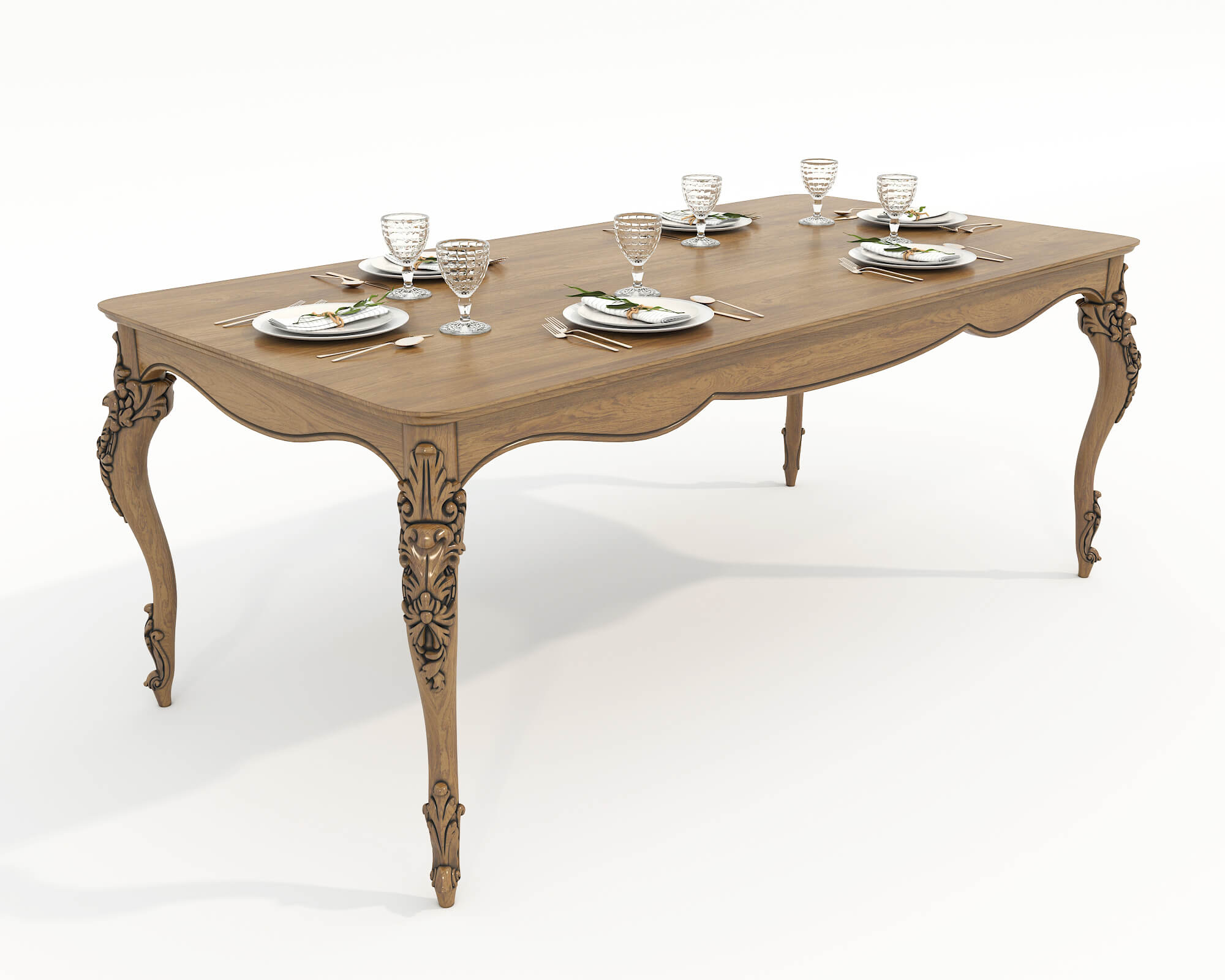 European Style Dining Table and Chairs 15 - 3D Model by nhattuankts