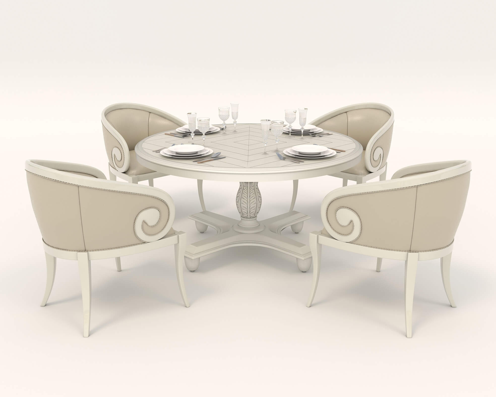European Style Dining Table and Chairs 16 - 3D Model by nhattuankts