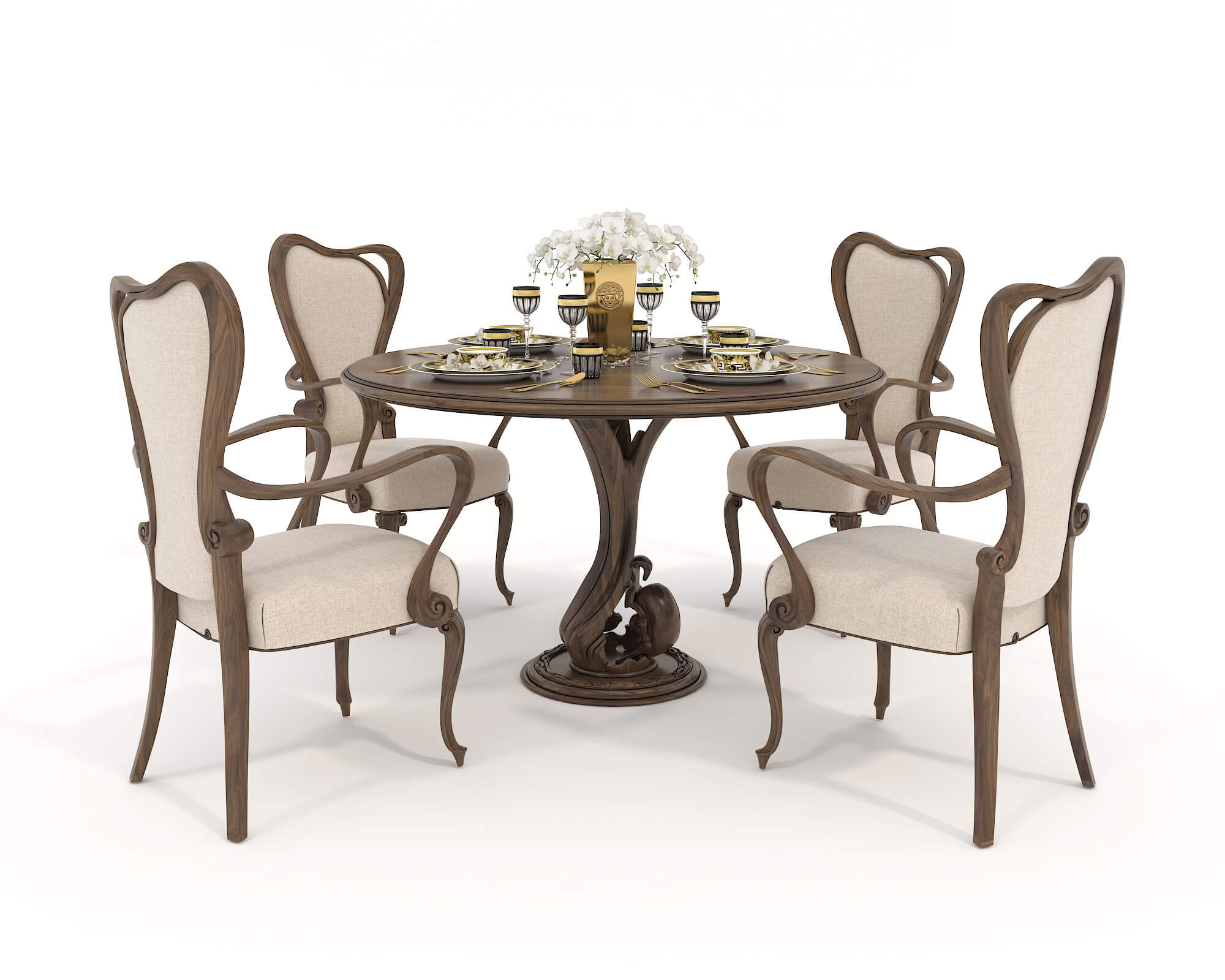 European Style Dining Table and Chairs 17 - 3D Model by nhattuankts