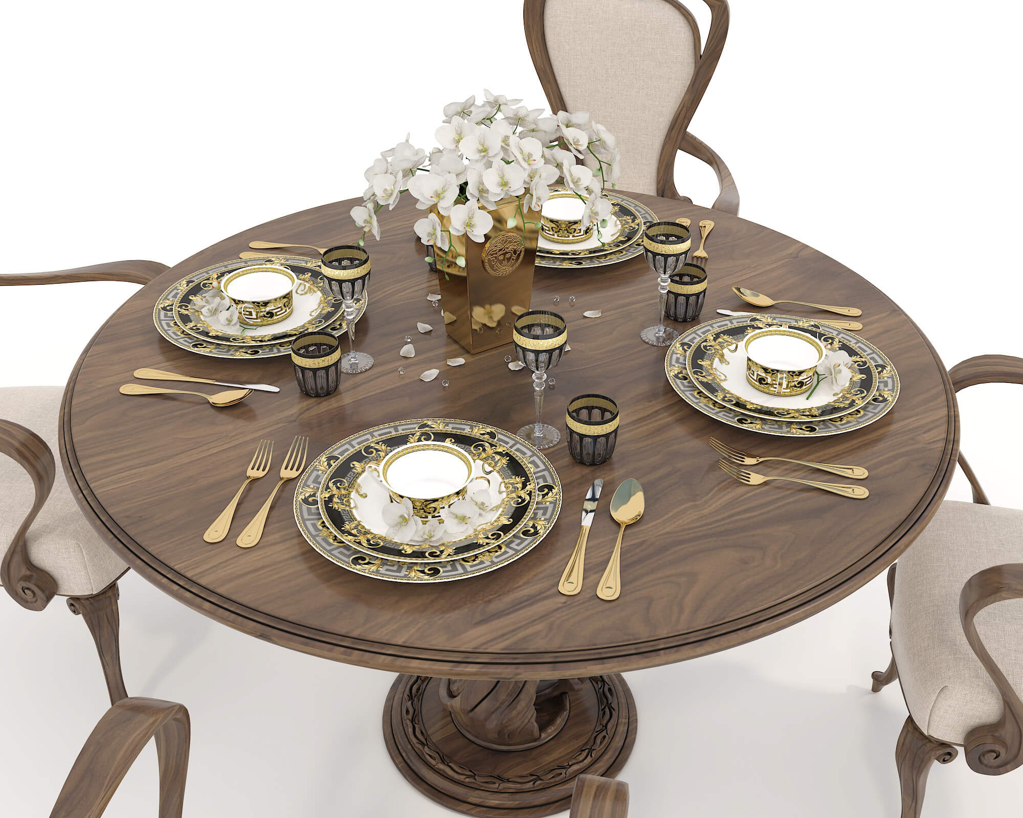 European Style Dining Table and Chairs 17 - 3D Model by nhattuankts