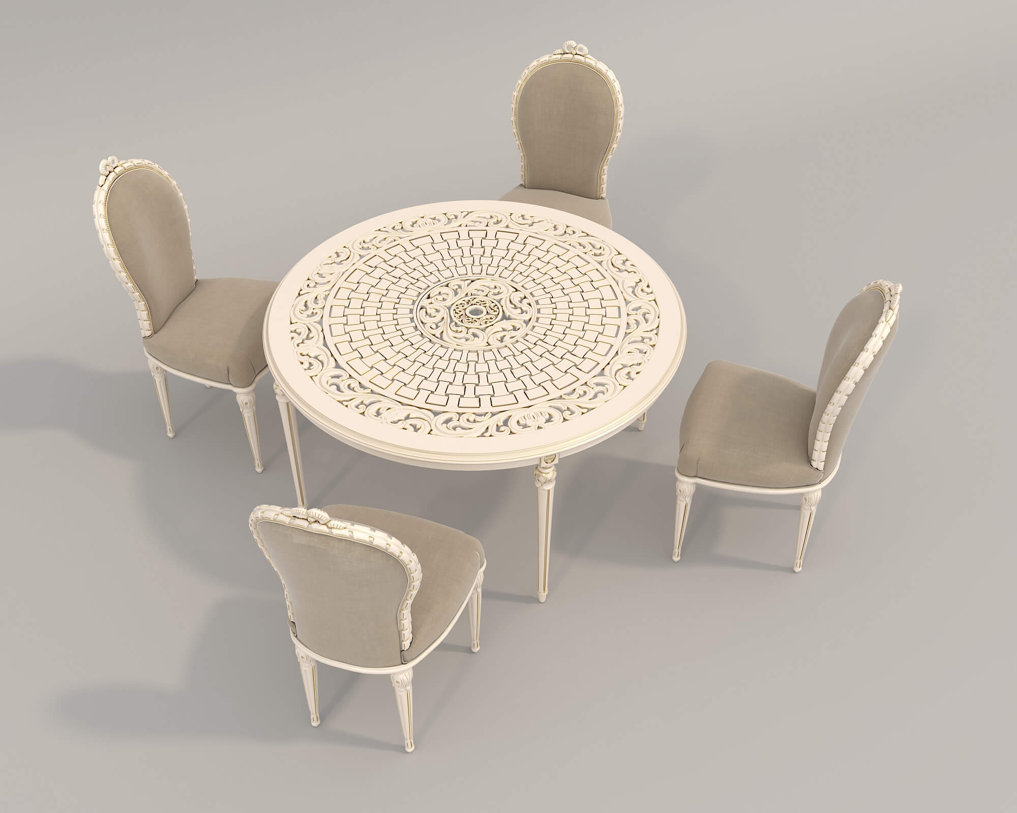 European Style Dining Table and Chairs 18 - 3D Model by nhattuankts