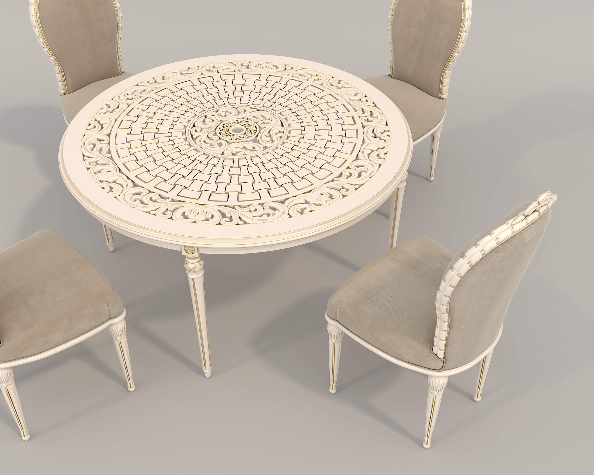 European Style Dining Table and Chairs 18 - 3D Model by nhattuankts