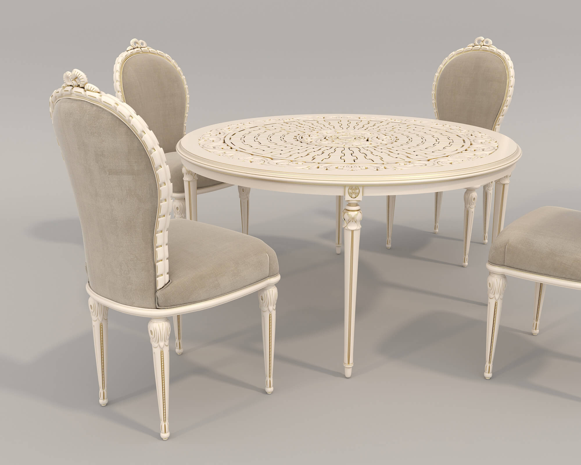 European Style Dining Table and Chairs 18 - 3D Model by nhattuankts