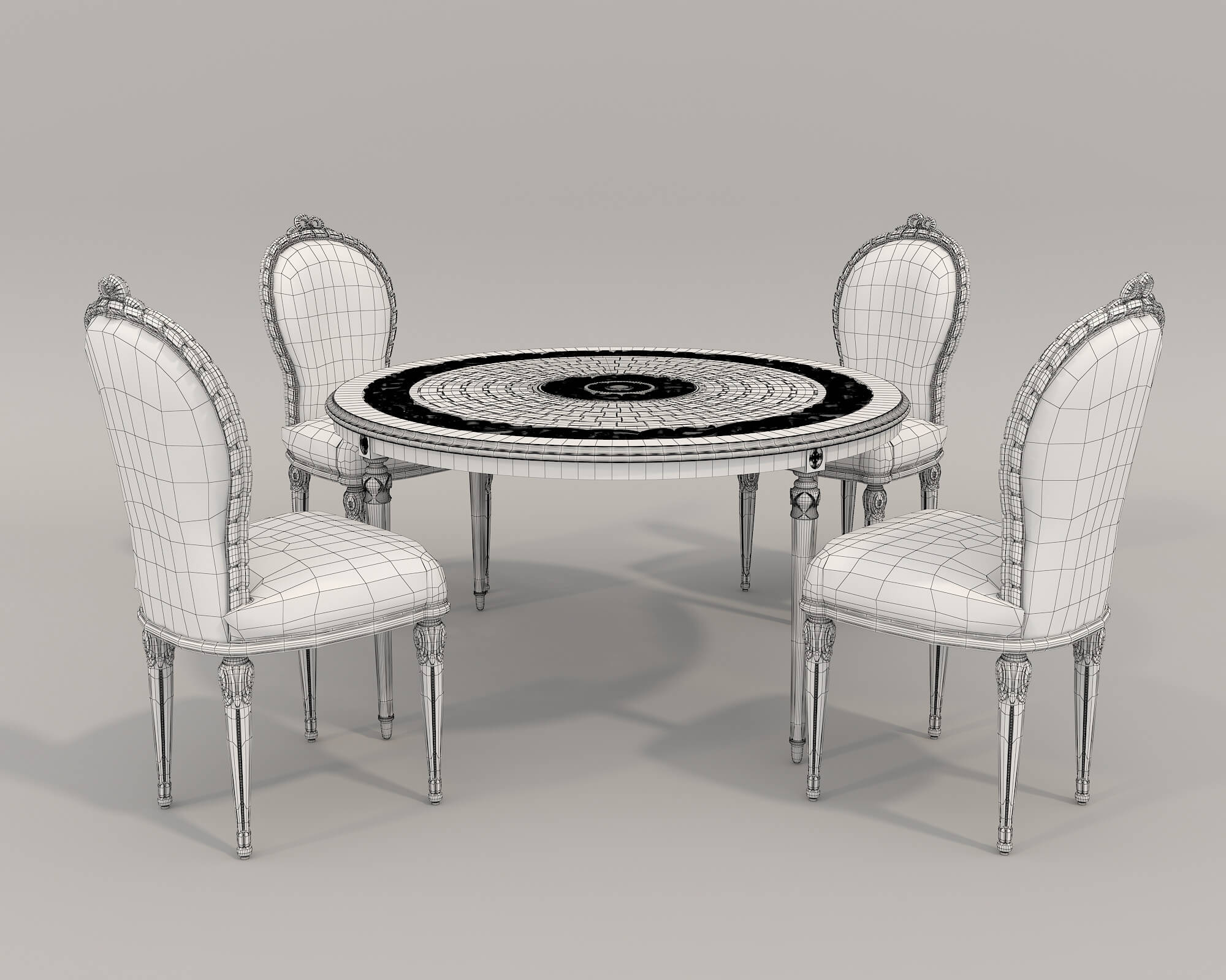 European Style Dining Table and Chairs 18 - 3D Model by nhattuankts