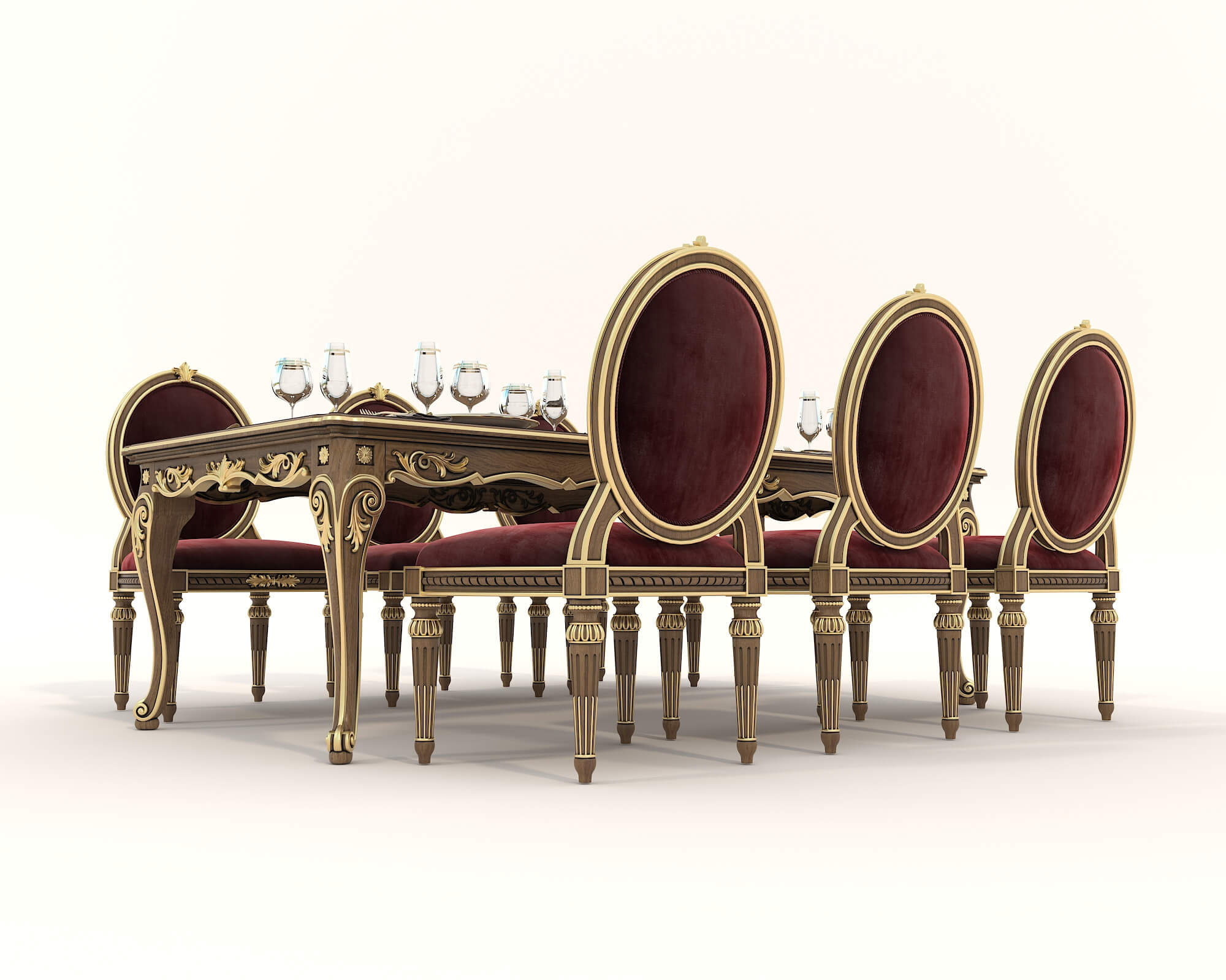 European Style Dining Table and Chairs 19 - 3D Model by nhattuankts