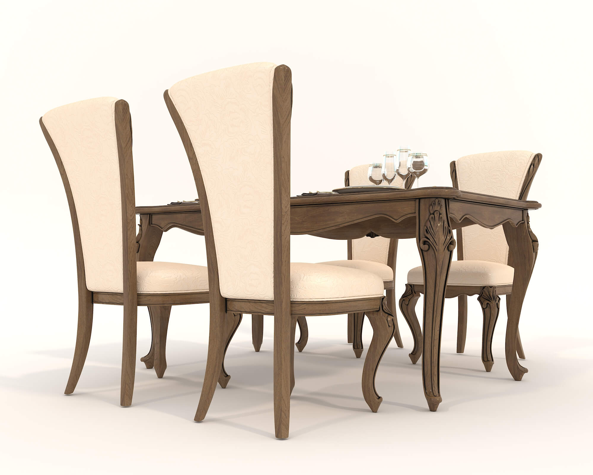 European Style Dining Table and Chairs 21 - 3D Model by nhattuankts