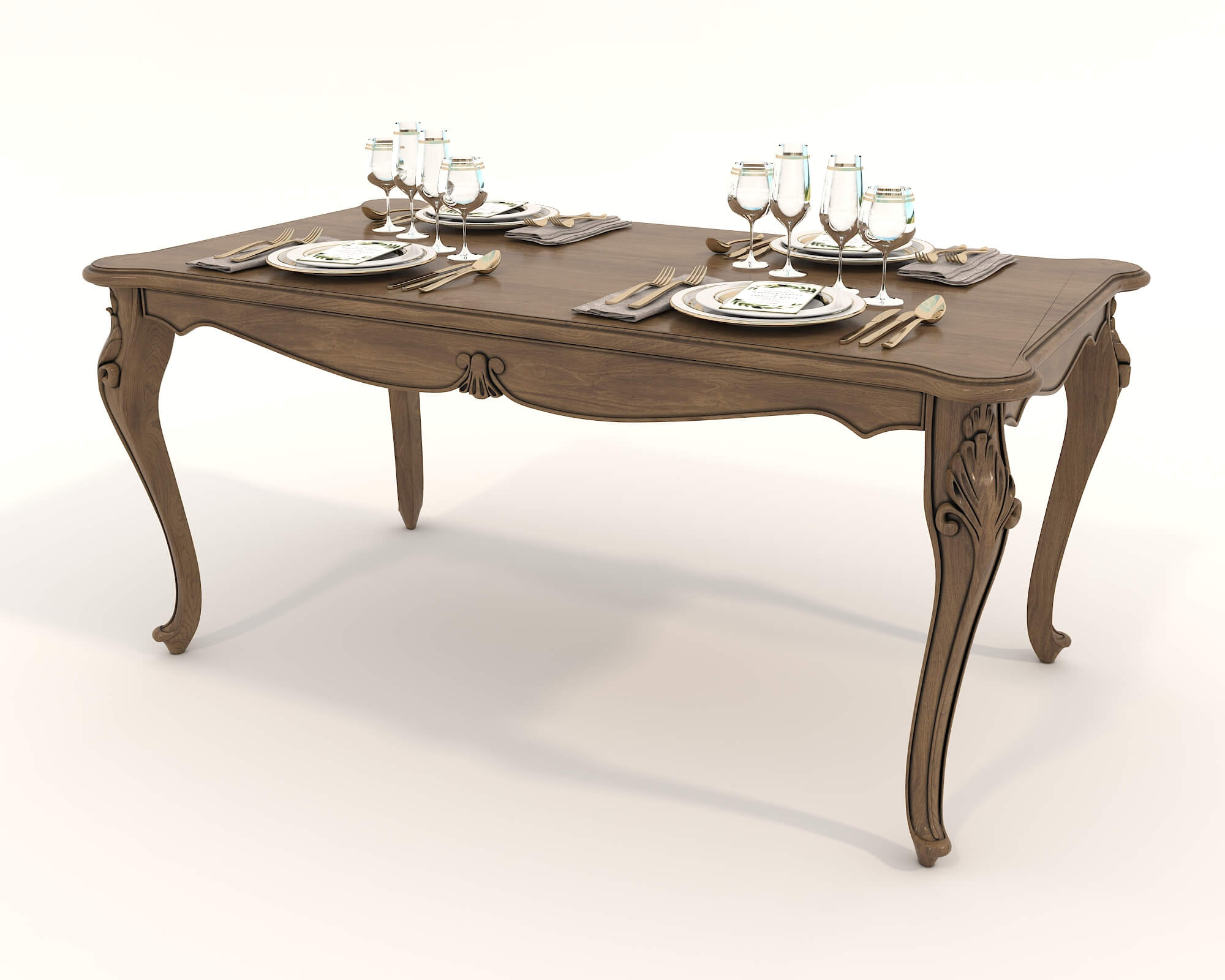 European Style Dining Table and Chairs 21 - 3D Model by nhattuankts