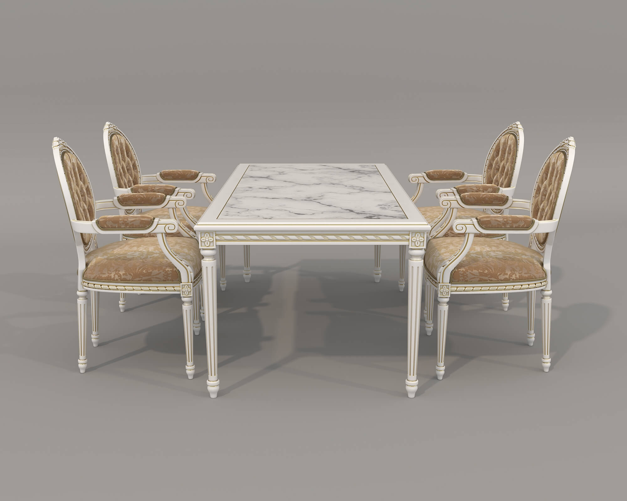 European Style Dining Table and Chairs 23 - 3D Model by nhattuankts