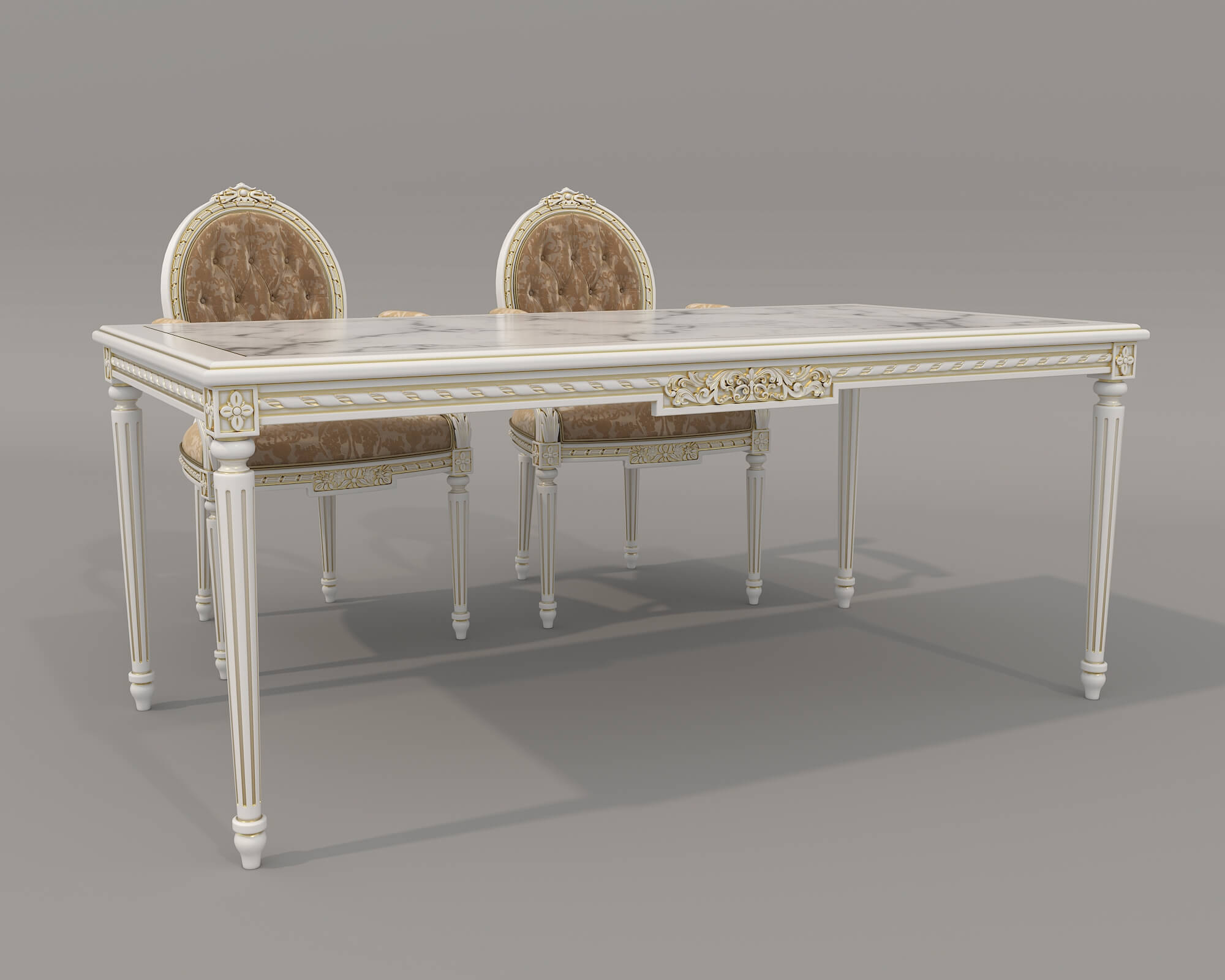 European Style Dining Table and Chairs 23 - 3D Model by nhattuankts
