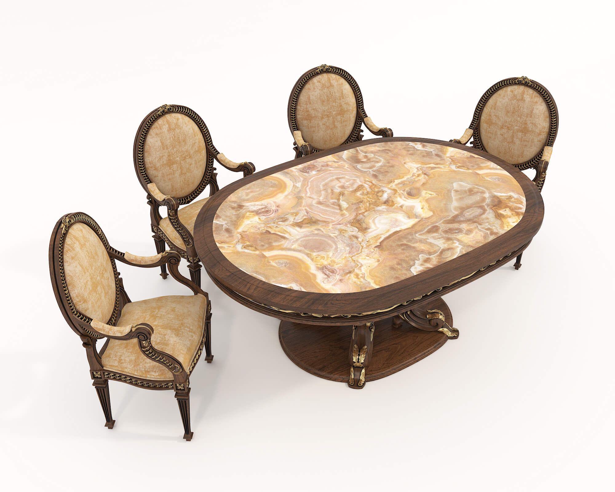 European Style Dining Table and Chairs 24 - 3D Model by nhattuankts