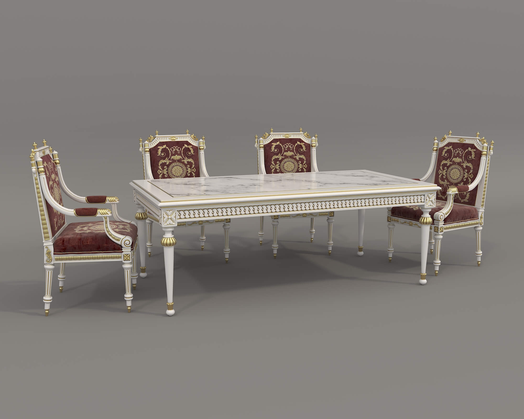 European Style Dining Table and Chairs 26 - 3D Model by nhattuankts