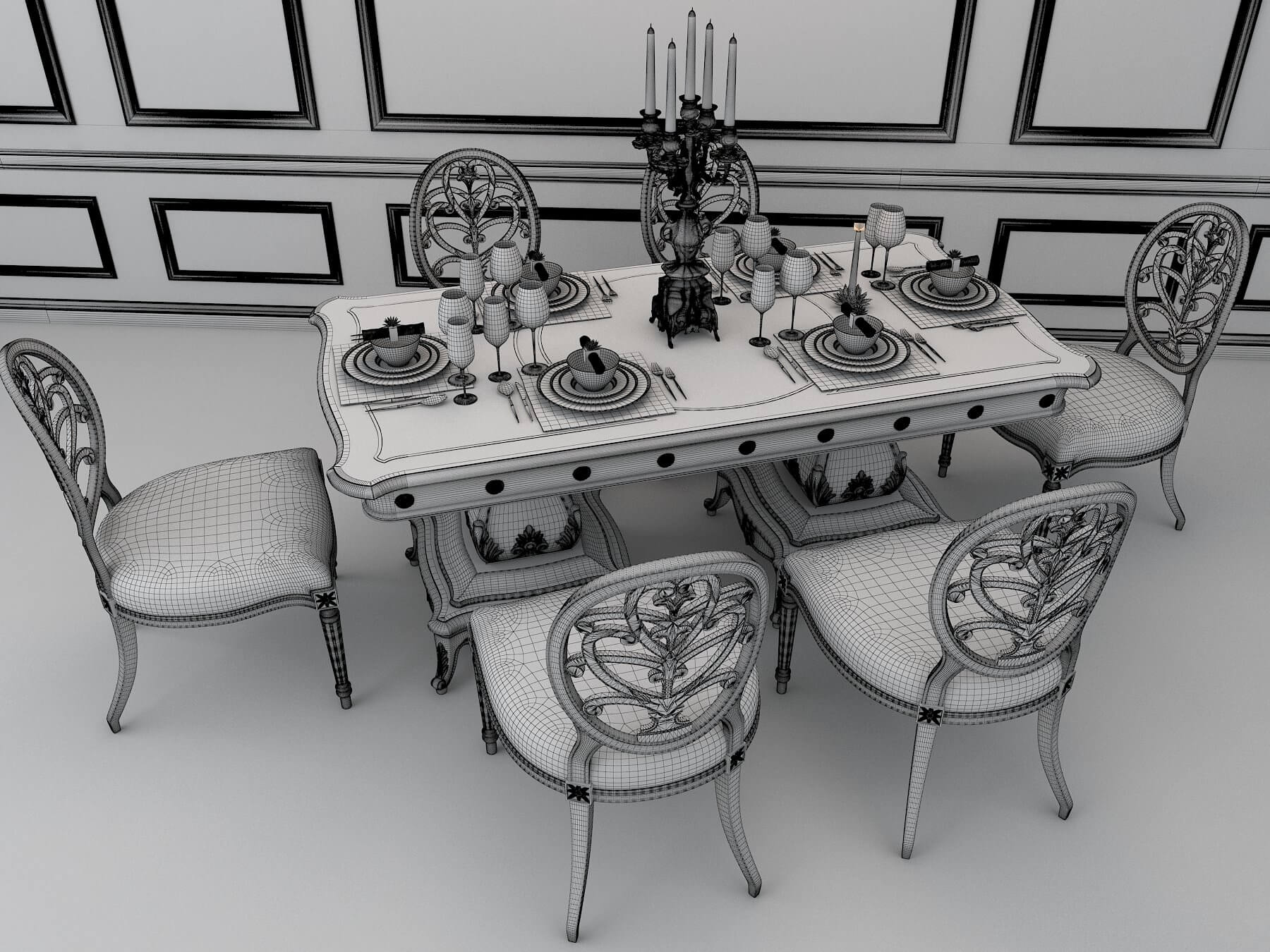 European Style Dinning Table 3 - 3D Model by nhattuankts