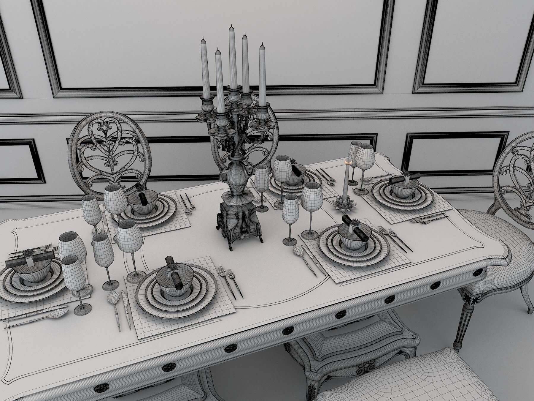 European Style Dinning Table 3 - 3D Model by nhattuankts