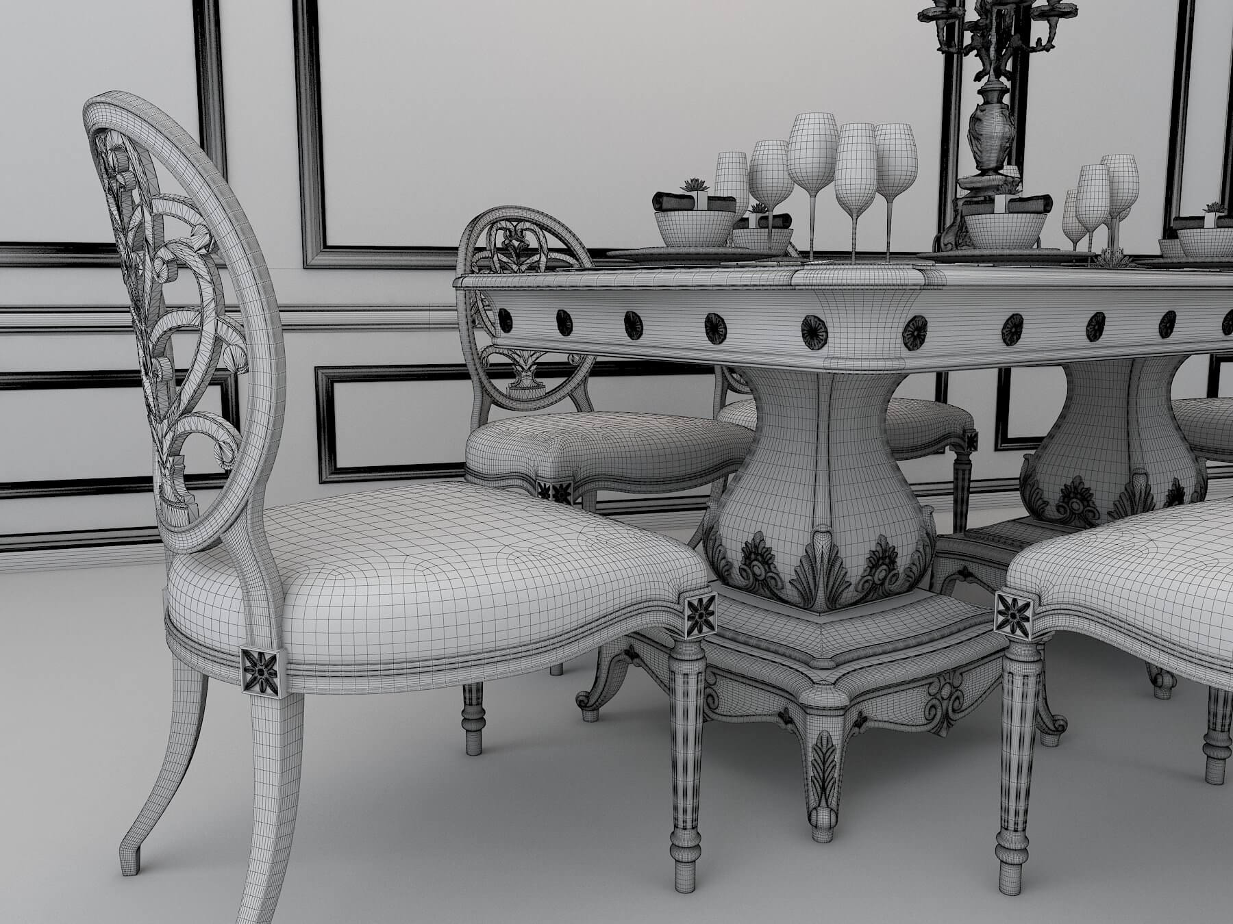 European Style Dinning Table 3 - 3D Model by nhattuankts