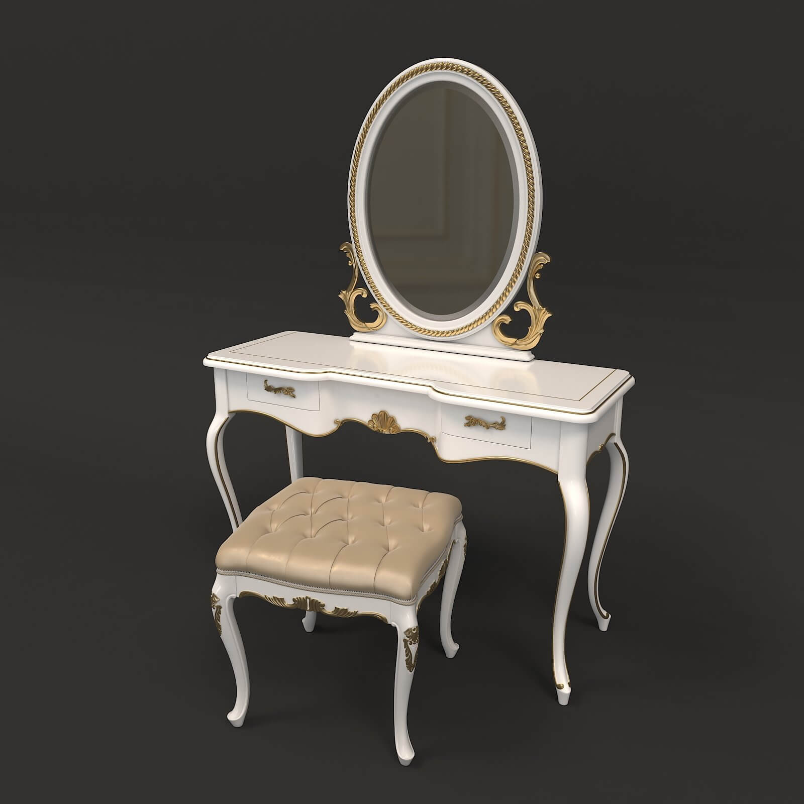 European Style Dressing Table 2 - 3D Model by nhattuankts