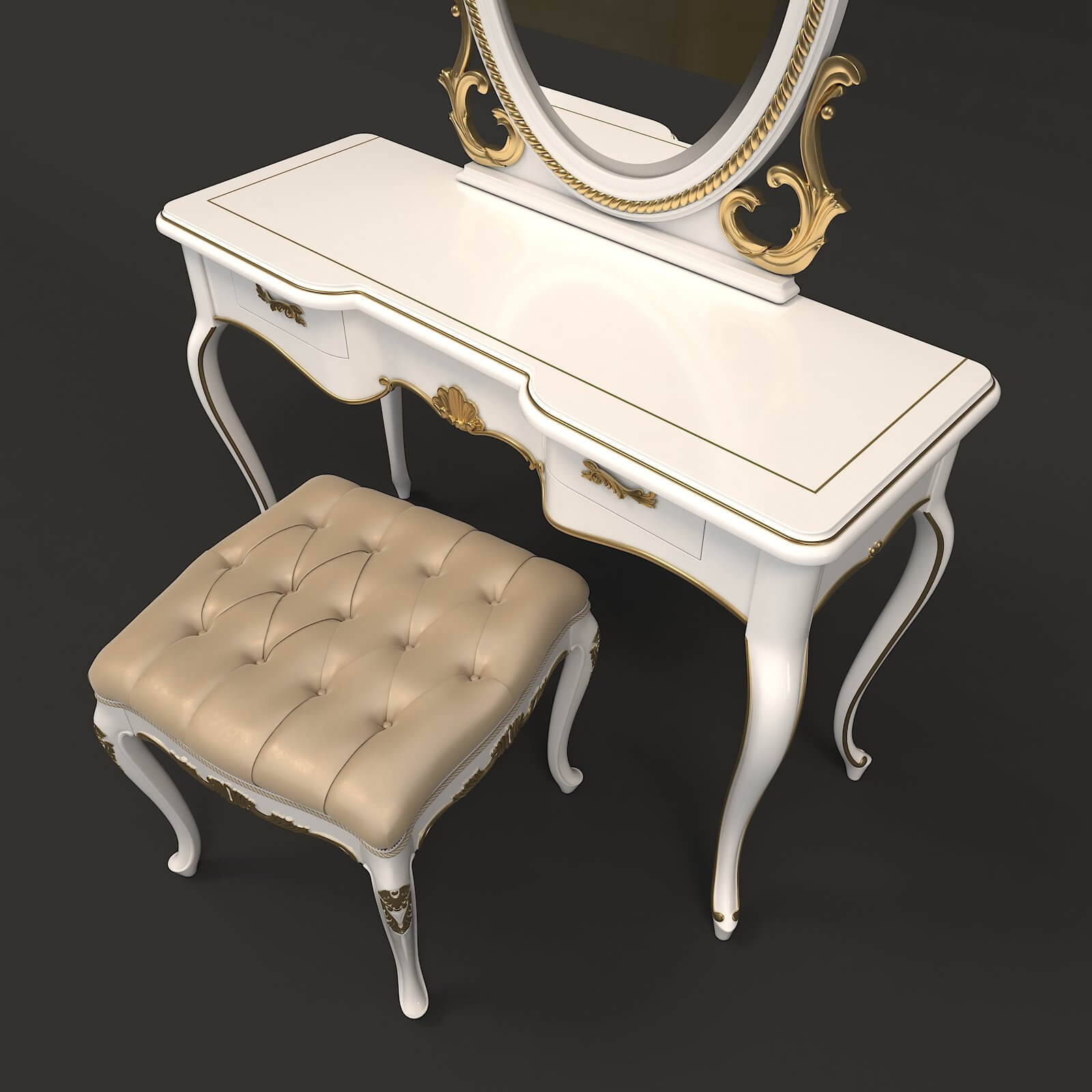 European Style Dressing Table 2 - 3D Model by nhattuankts
