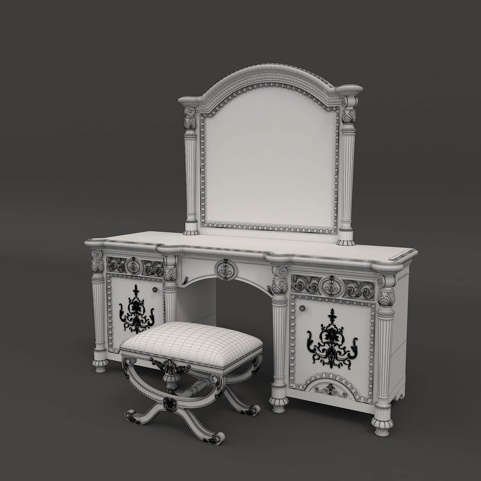 European Style Dressing Table 4 - 3D Model by nhattuankts