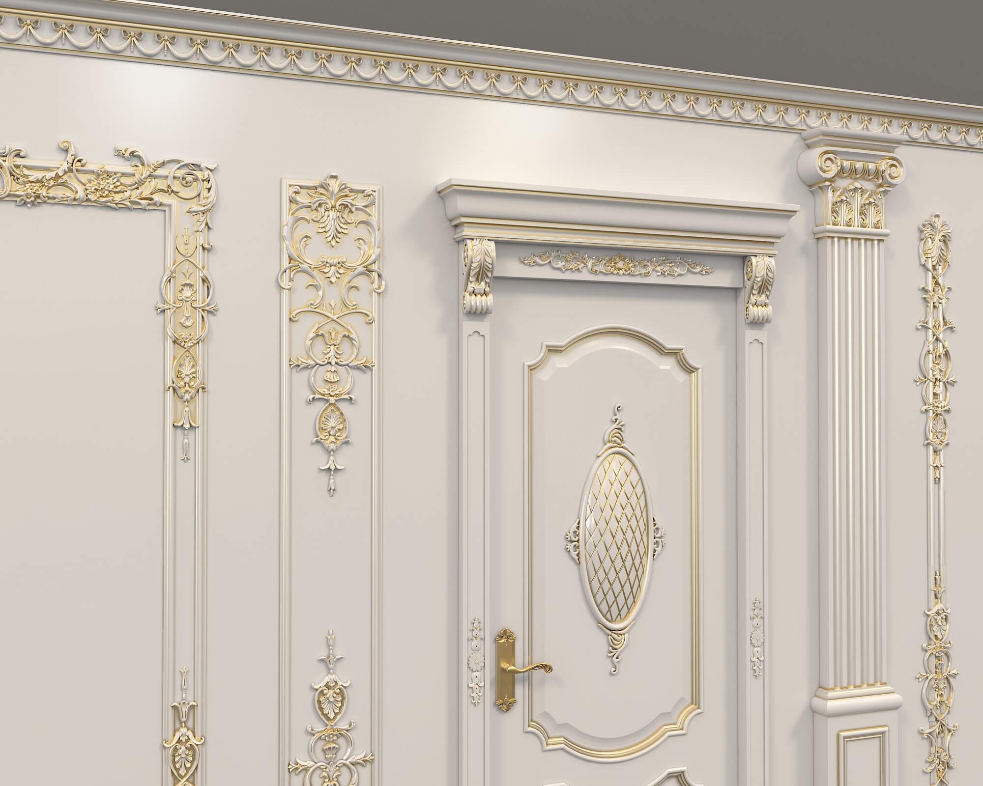 European Style Interior Wall Decoration - 3D Model by nhattuankts