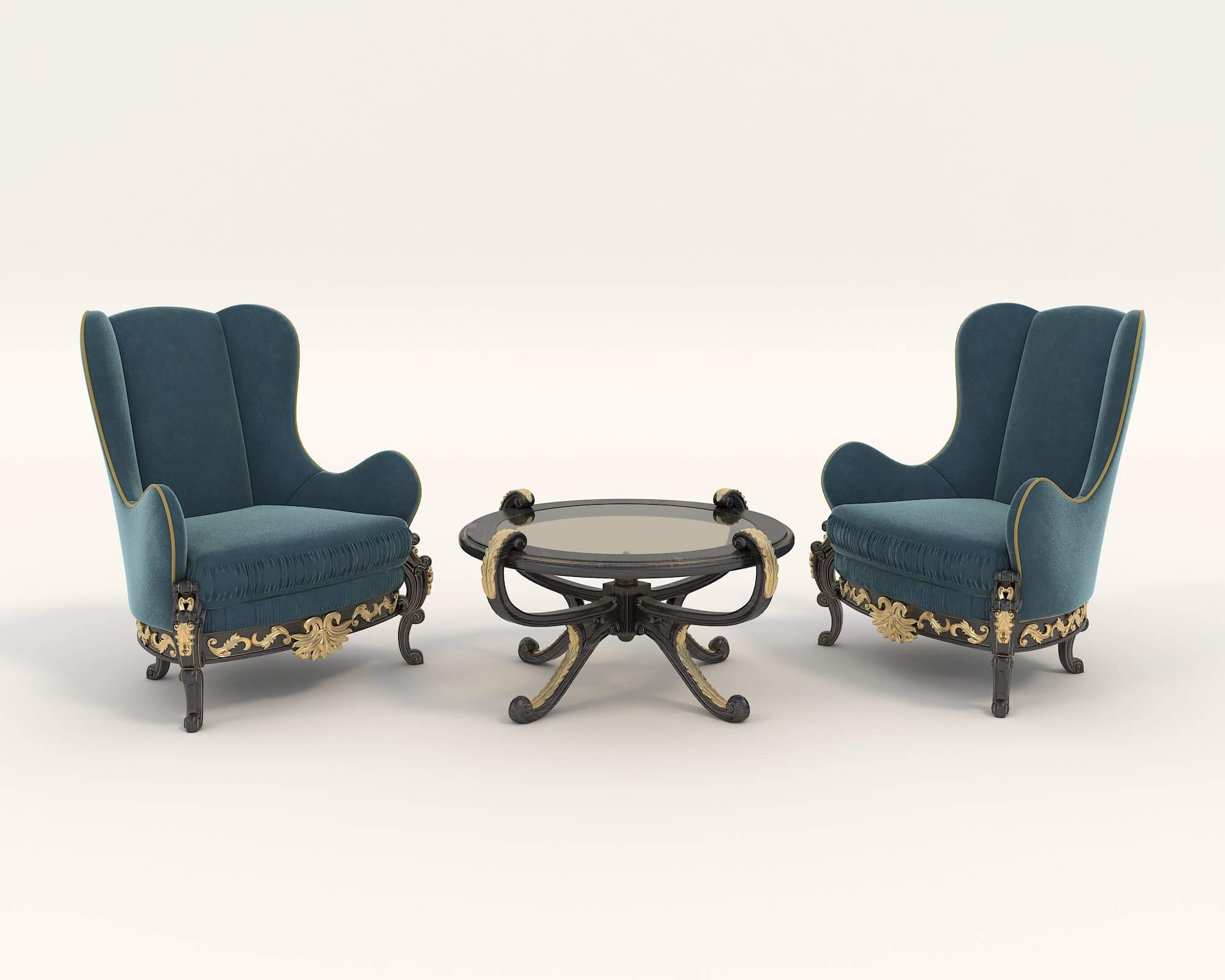 European Styte Armchair and Table Set - 3D Model by nhattuankts